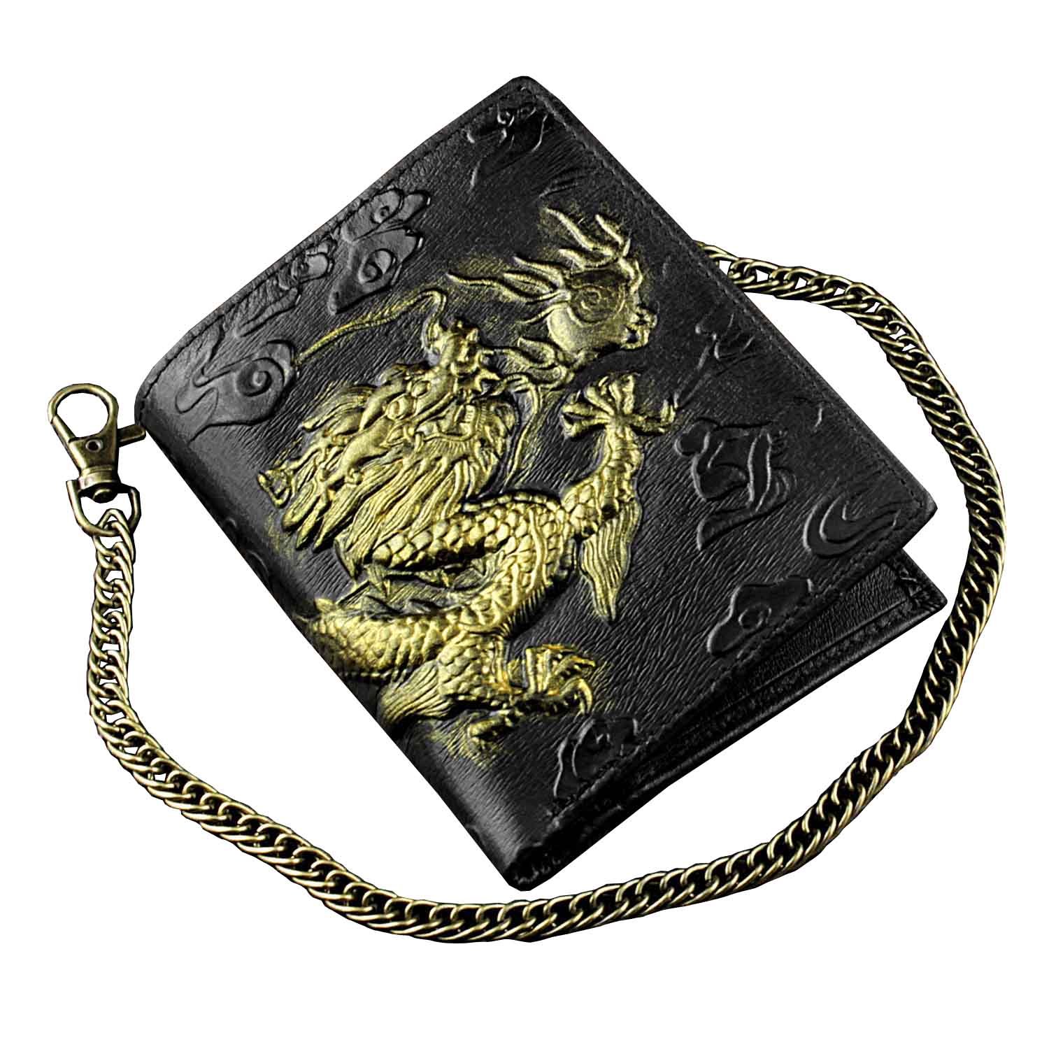 Amazon.com: Mens 3D Dragon Vintage Luxury Leather Wallet ID Card Holder ...