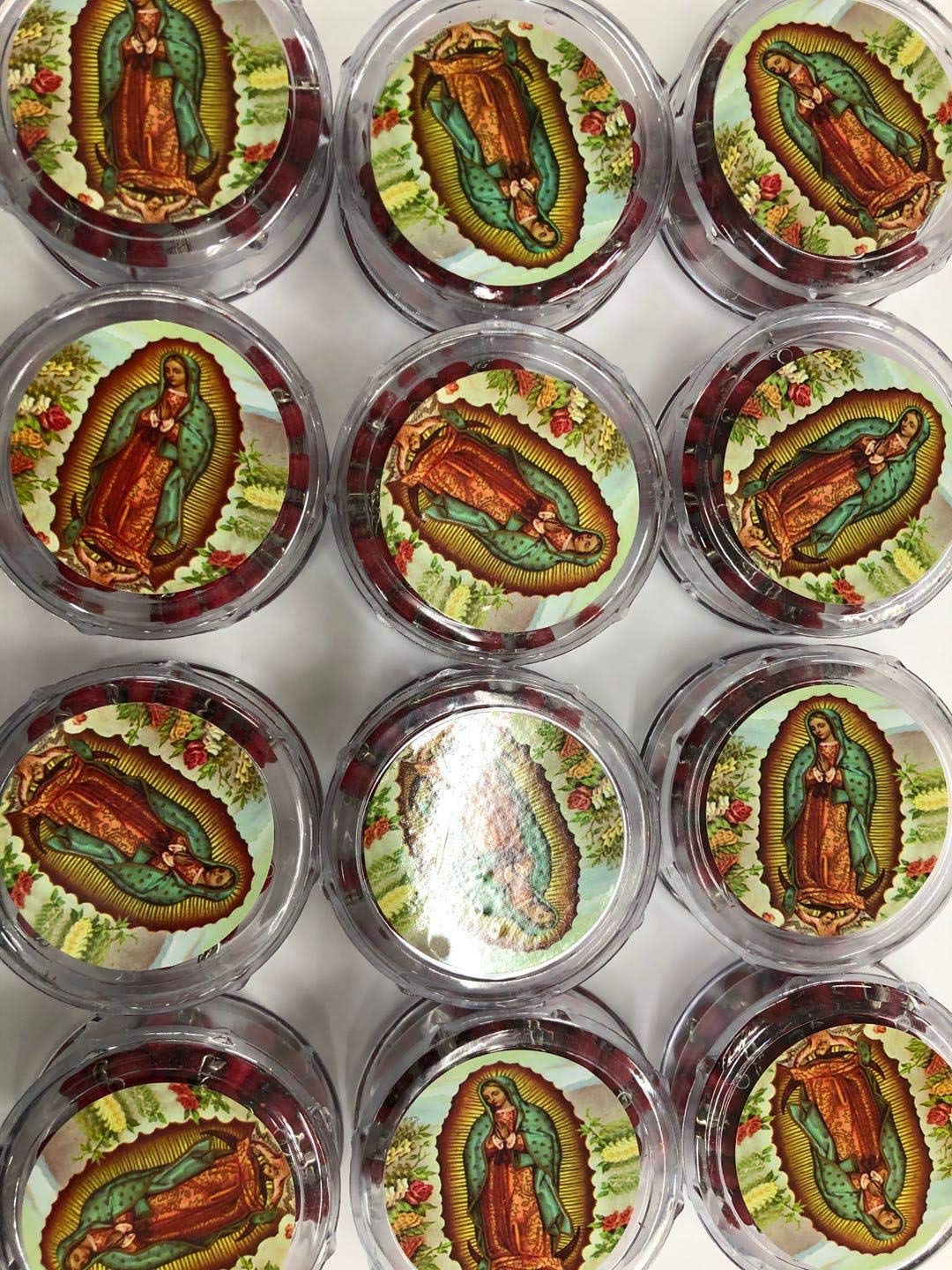 CLGIFT Set of 12 Red Virgen De Guadalupe Rosarios Rojo De Madera ...