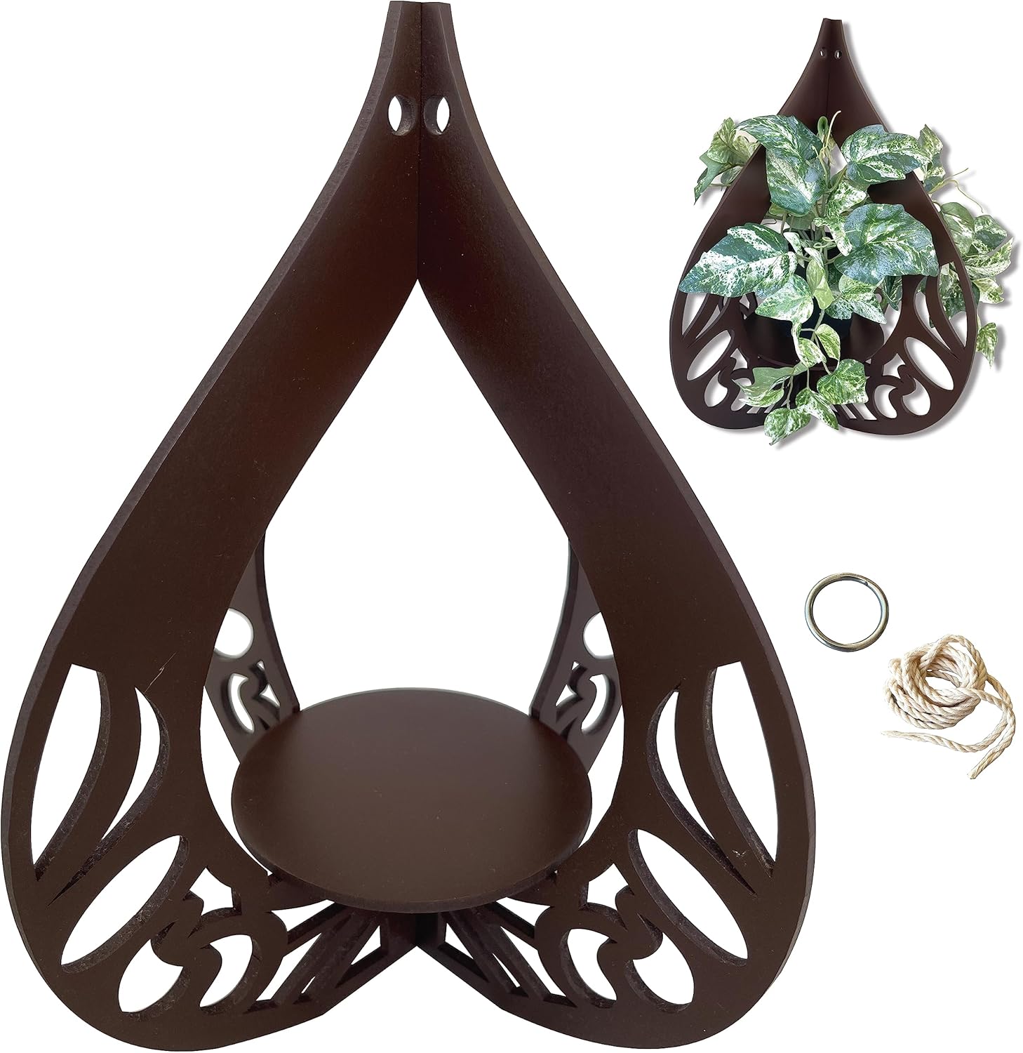 Amazon.com: Plant Hanger with Wood Shelf - Raindrop Hanging Plant ...