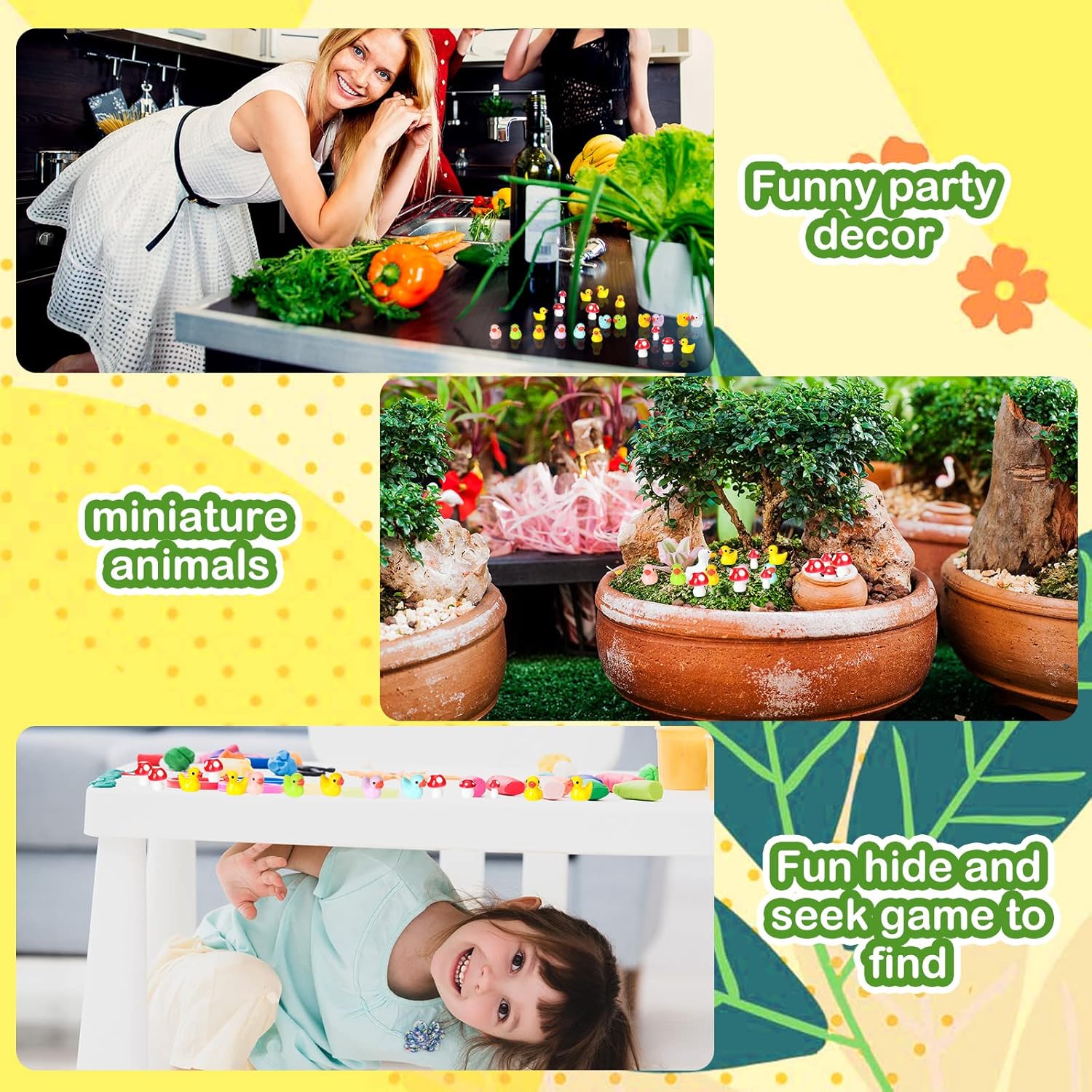 Deekin 100 piezas de mini hongos y patos pequeños, mini hongos rojos ...