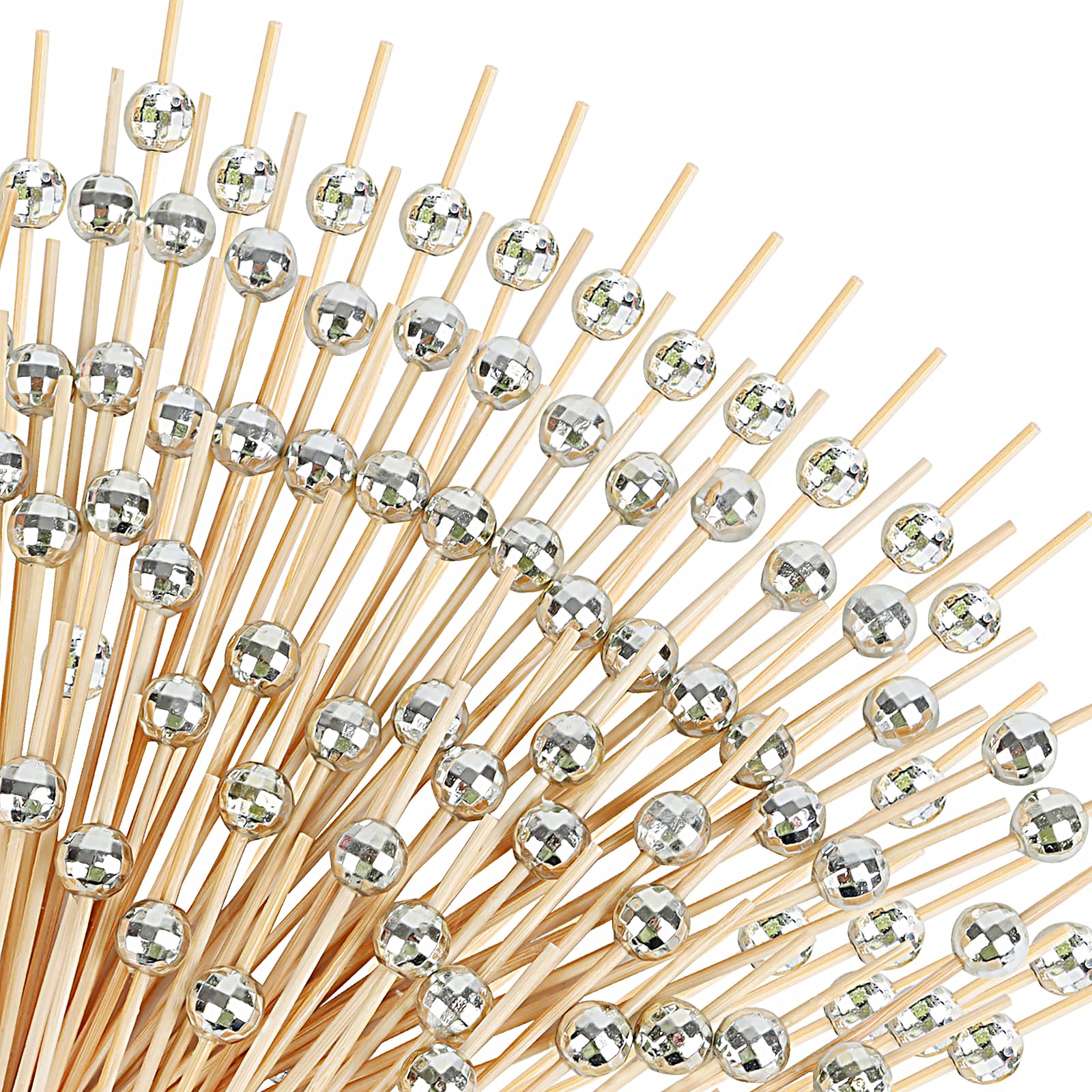 Snapklik.com : 200pcs Disco Ball Cocktail Picks,70s Silver Bamboo ...