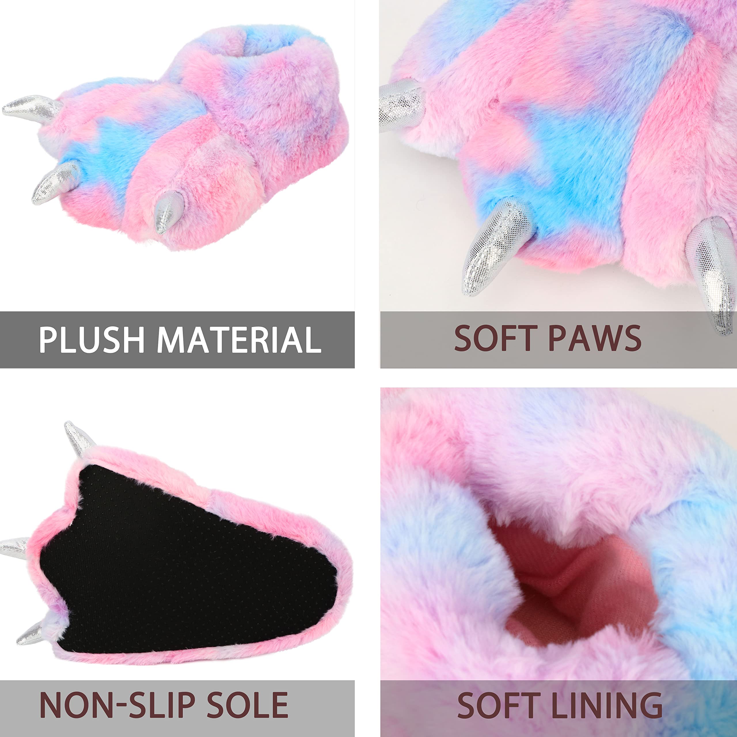 Women Plush Animal Paw Slippers Funny Novelty Bear Claw Slippers Cozy ...