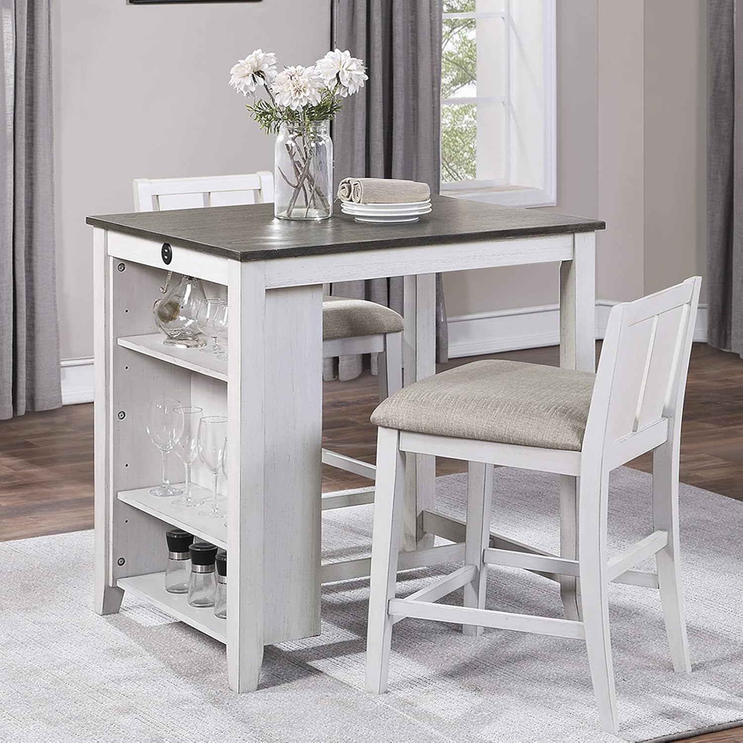 Amazon.com - 3-Piece Wood Dining Table Set, Morden Counter Height ...