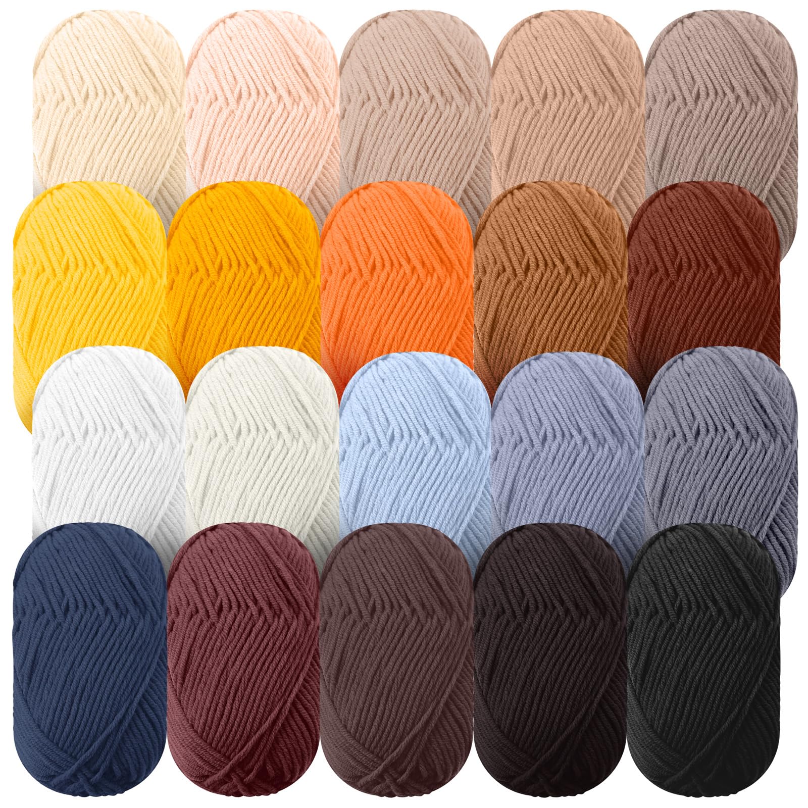 Amazon.com: Timgle 20 Skeins Soft Milk Cotton Yarn Assorted Colors ...