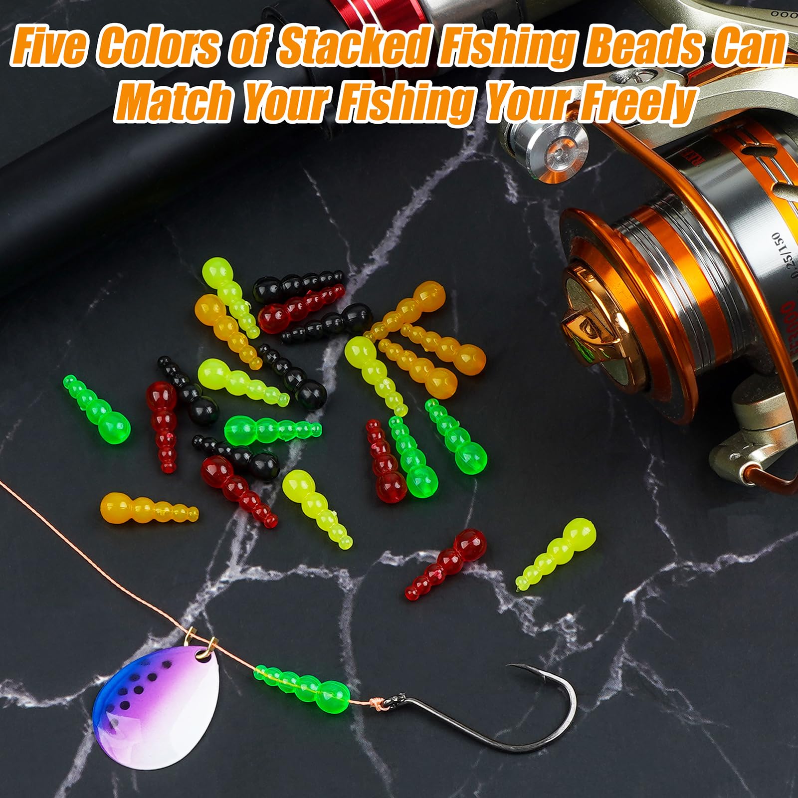 Snapklik.com : Stacked Fishing Beads, 150pcs Plastic Fishing Bead Lure ...
