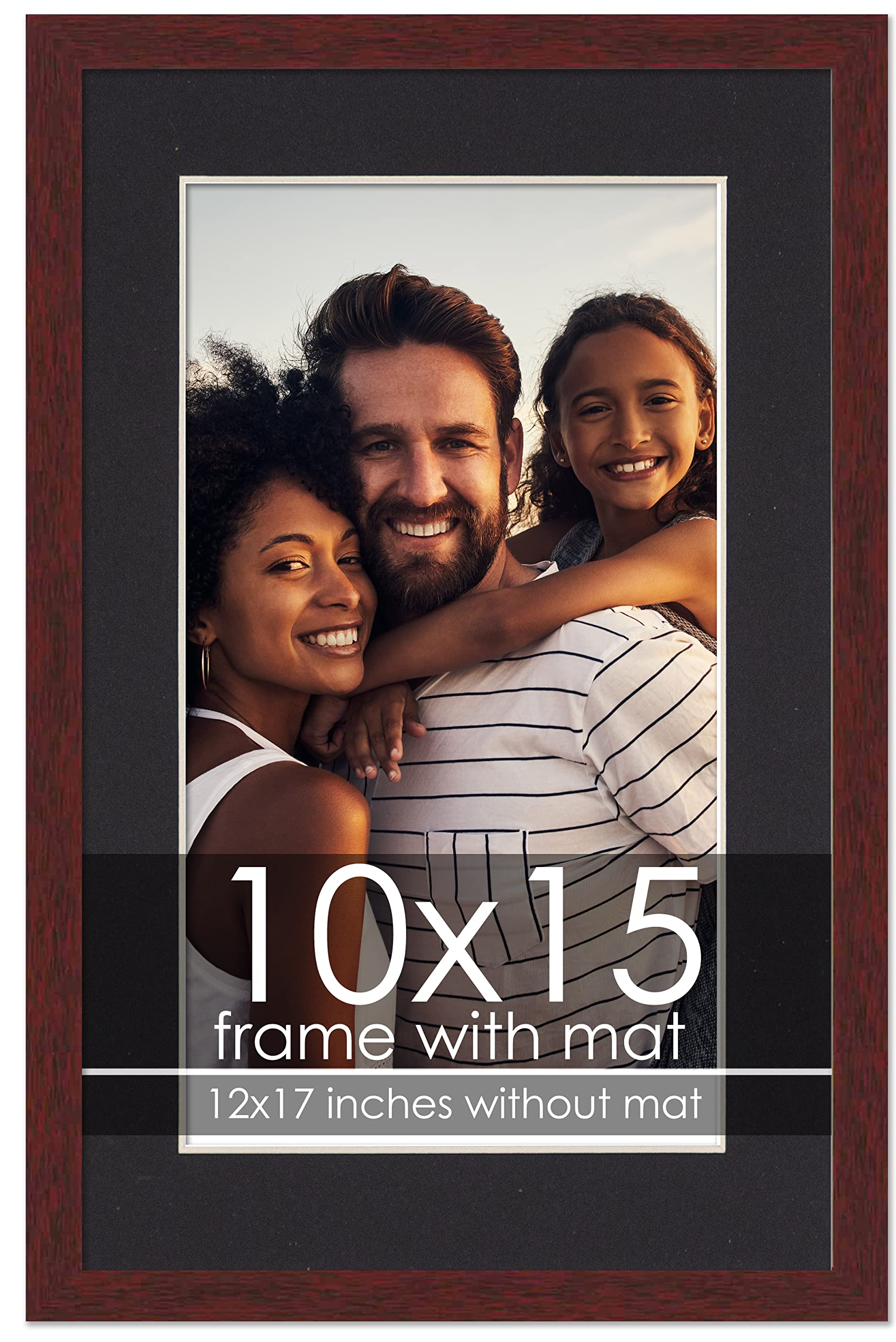 Amazon.com - 10x15 Frame with Mat - Brown 12x17 Frame Wood Made to ...