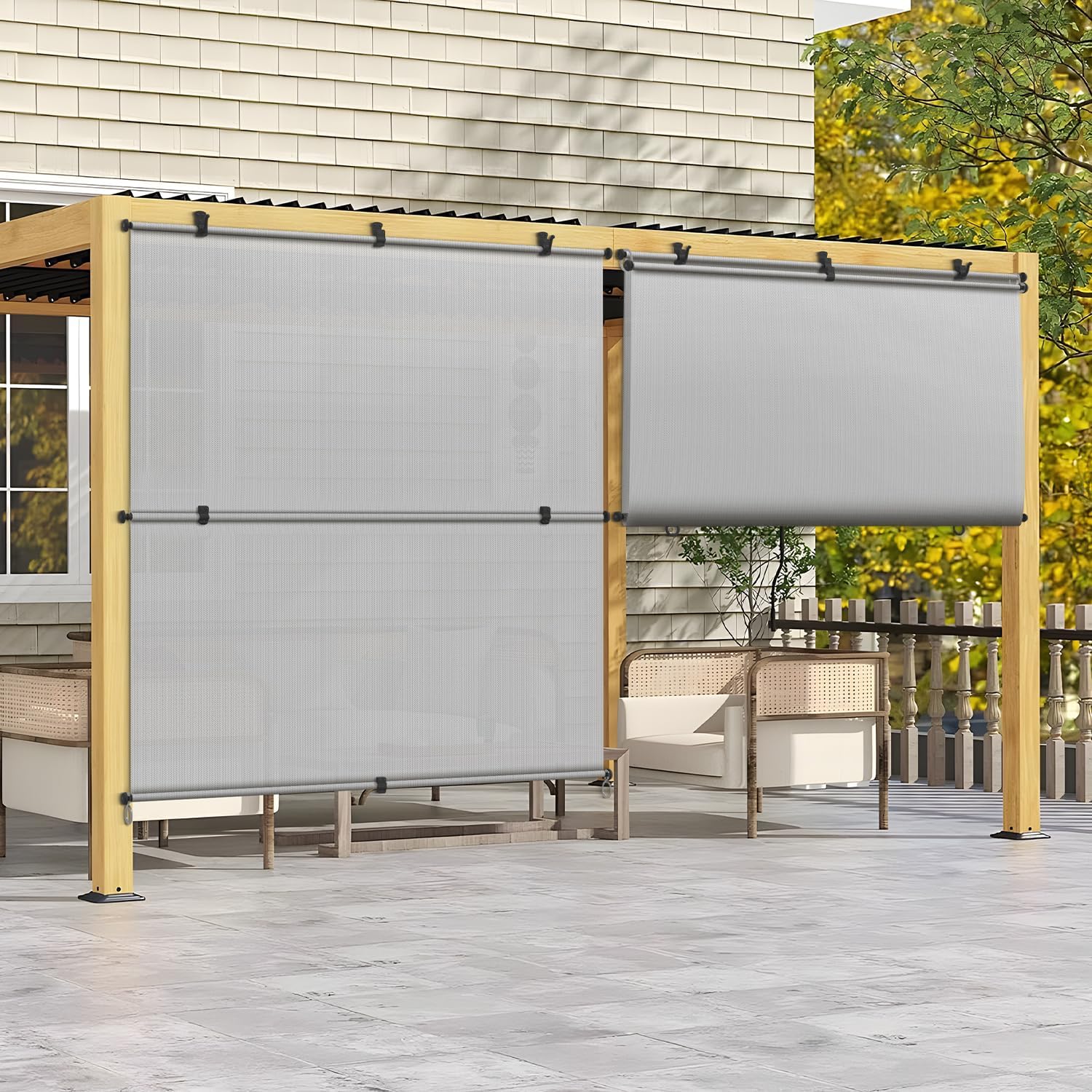 Amazon.com: Patio Paradise 4'W x 6'H Foldable Outdoor Roller Shade 220 ...