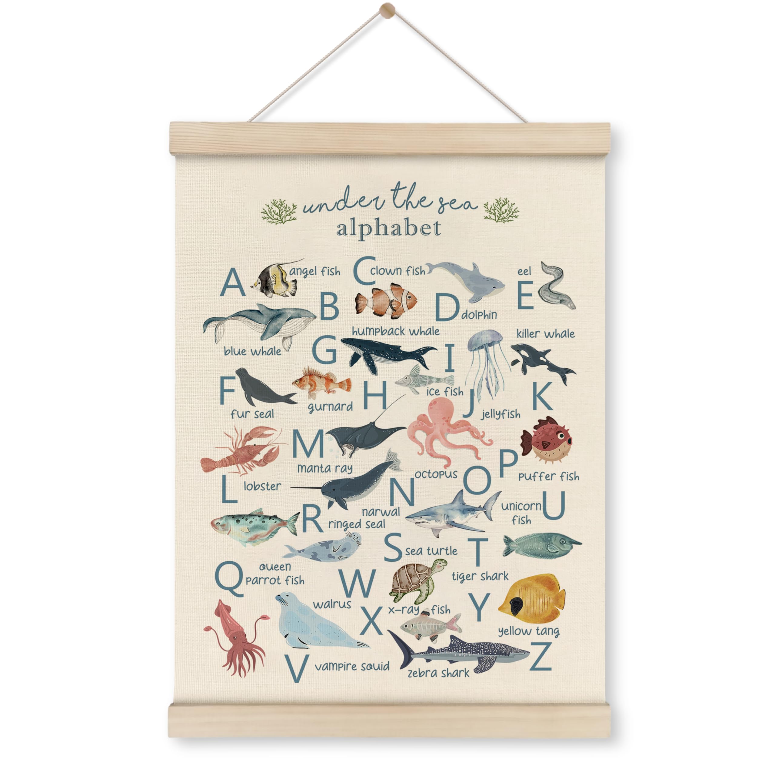 Amazon.com: HRQKO Ocean Alphabet Poster Hanger Frame, Ocean Nursery ...