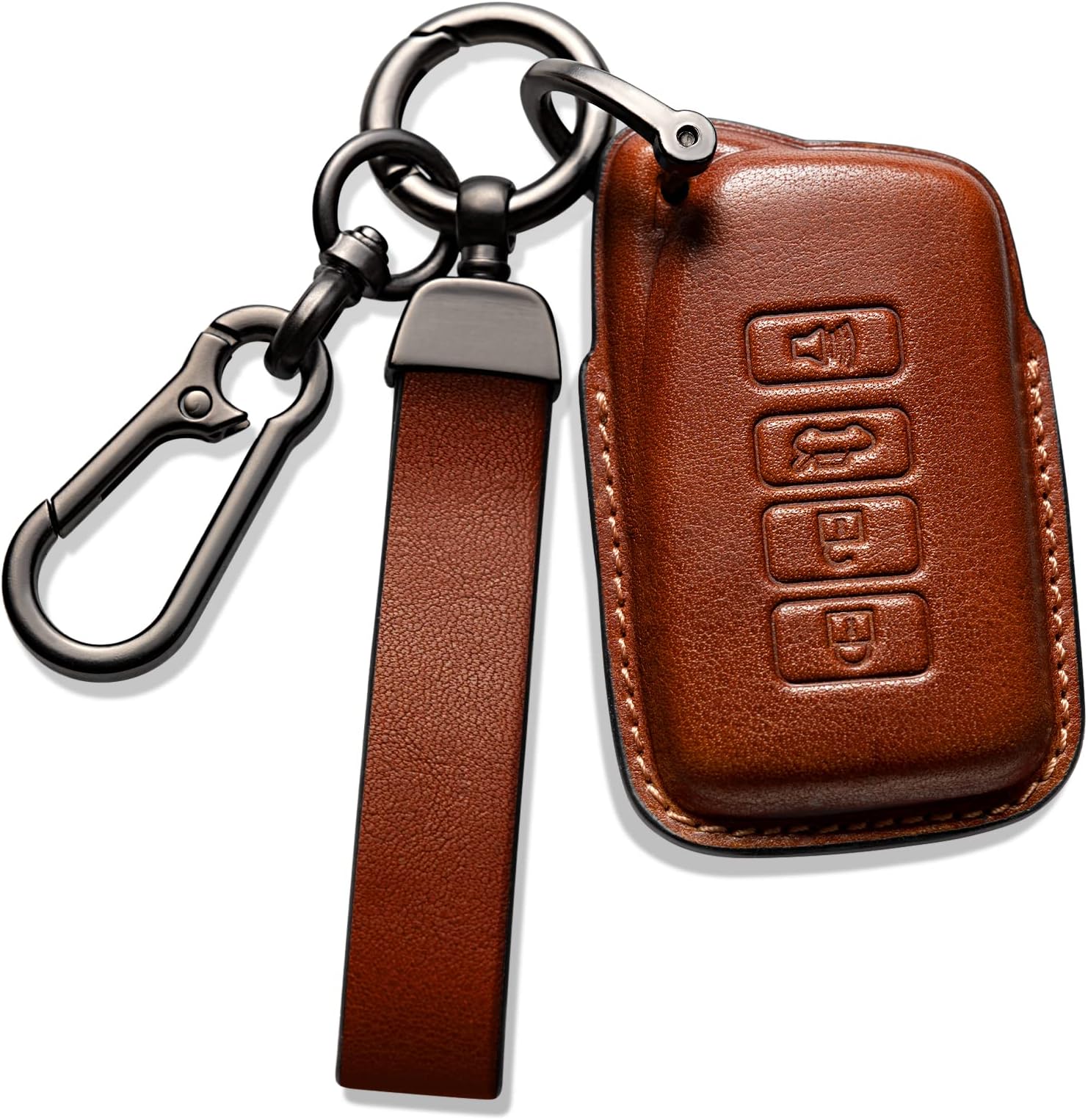Amazon.com: Smyfob for Lexus Key fob Cover Leather Lanyard Keychain ...