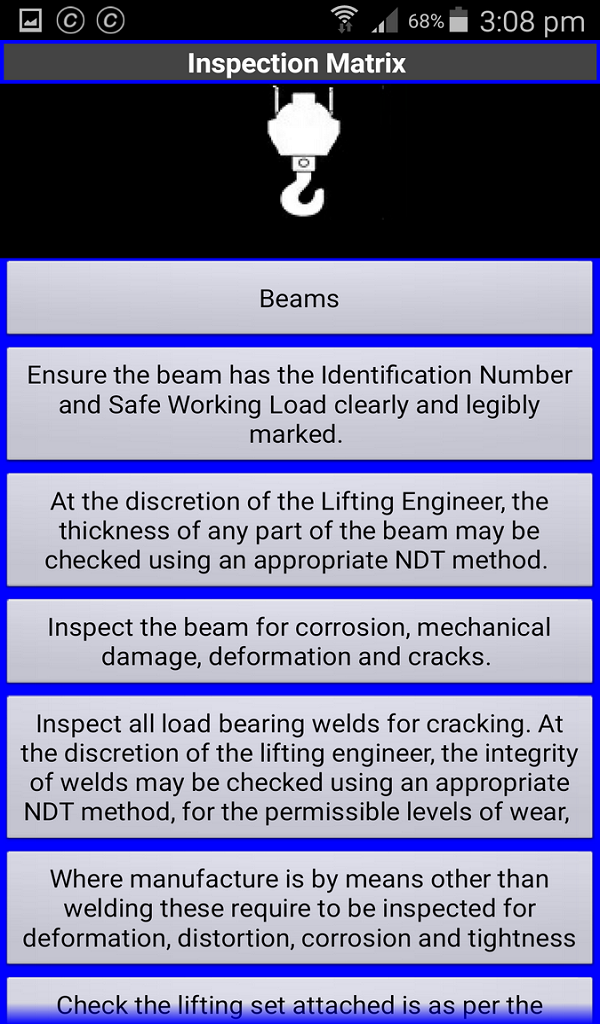 Lifting Equipment Inspection Matrix - App on Amazon Appstore