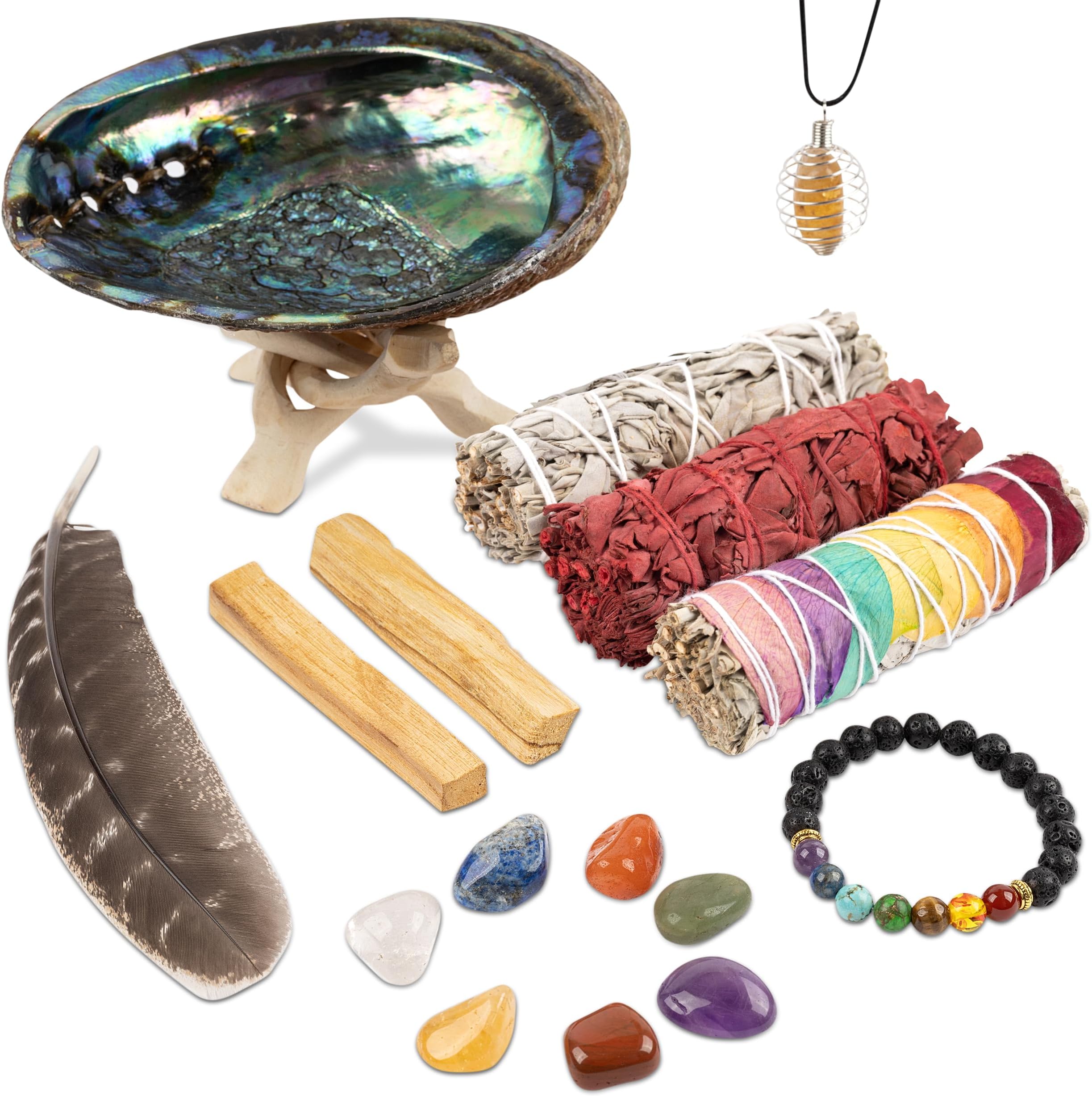 Amazon.com: Sage Smudge Kit - White Sage Smudge Sticks - 4in ~ Abalone ...
