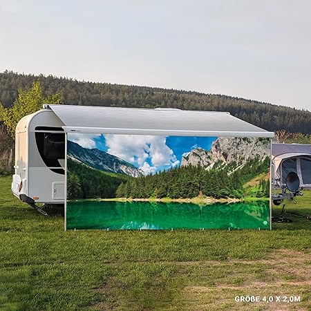 CAMPIDOO Markisen Vorderwand | Sonnen- und Sichtschutz | Bergsee Fotodruck | verschiedenen ...