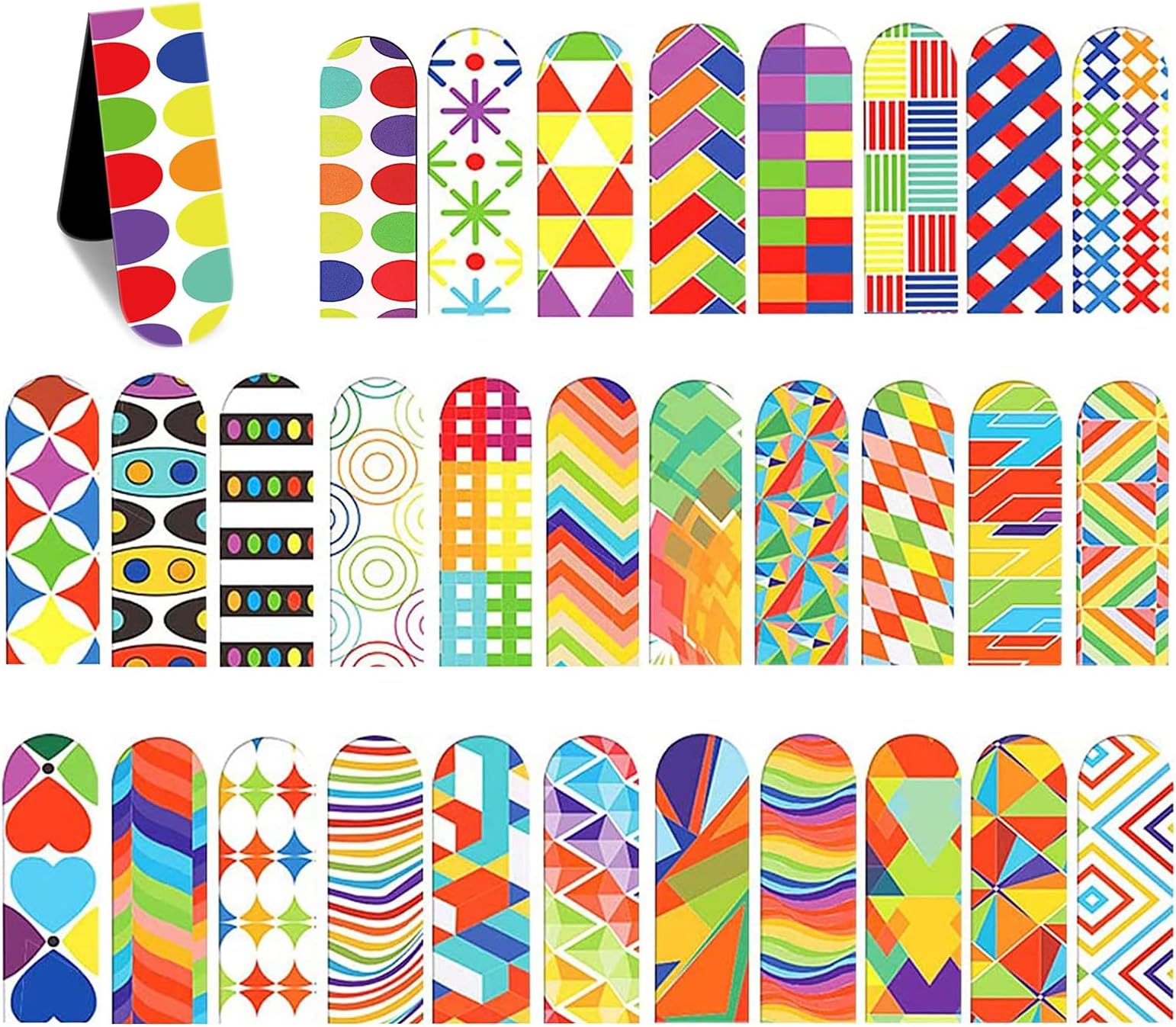 Kafeiya 30 Pack Magnetic Bookmarks,Magnets Page Markers Clip,Rainbow ...