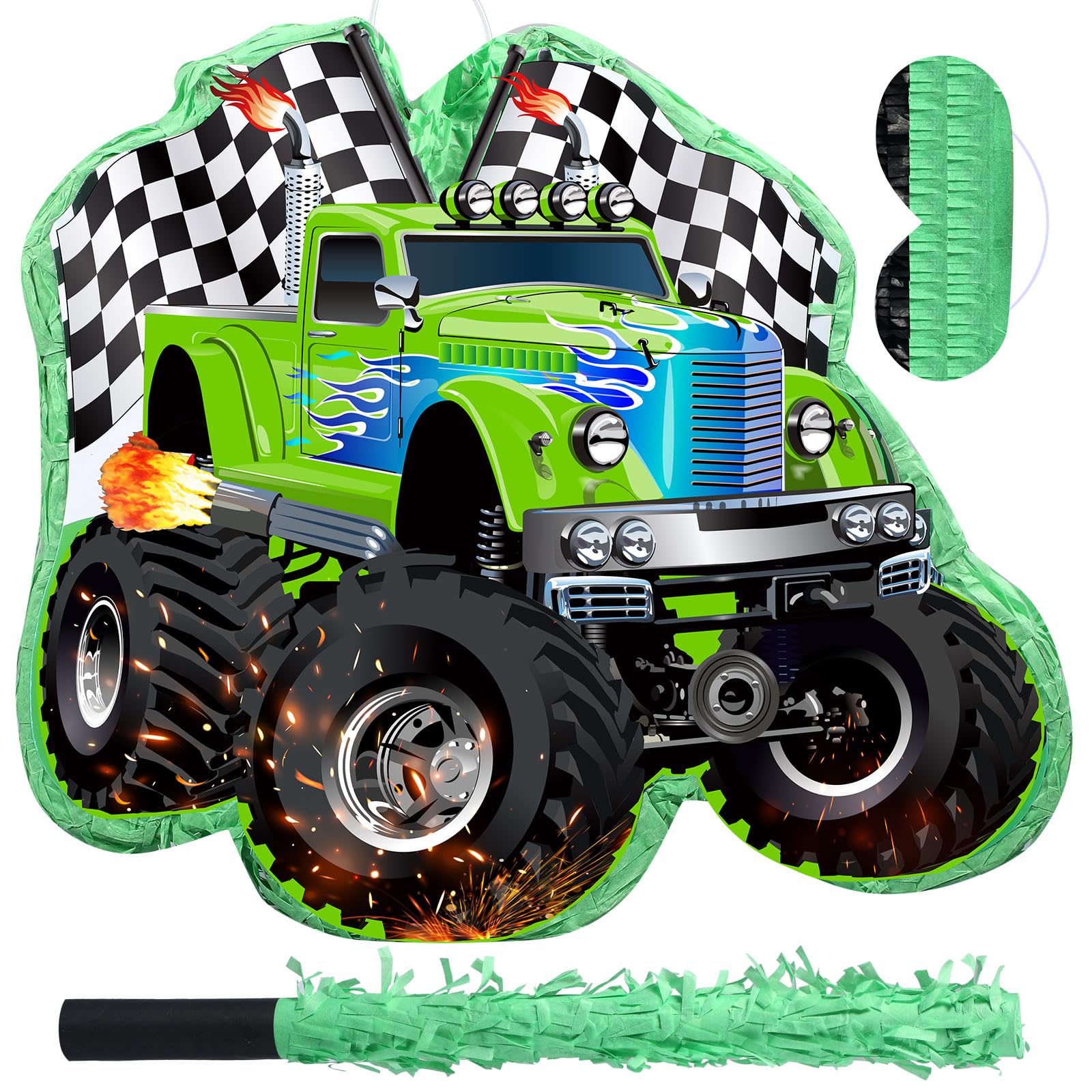 Amazon.com: Faccito 3 Pcs Truck Race Car Pinata with Blindfold and ...