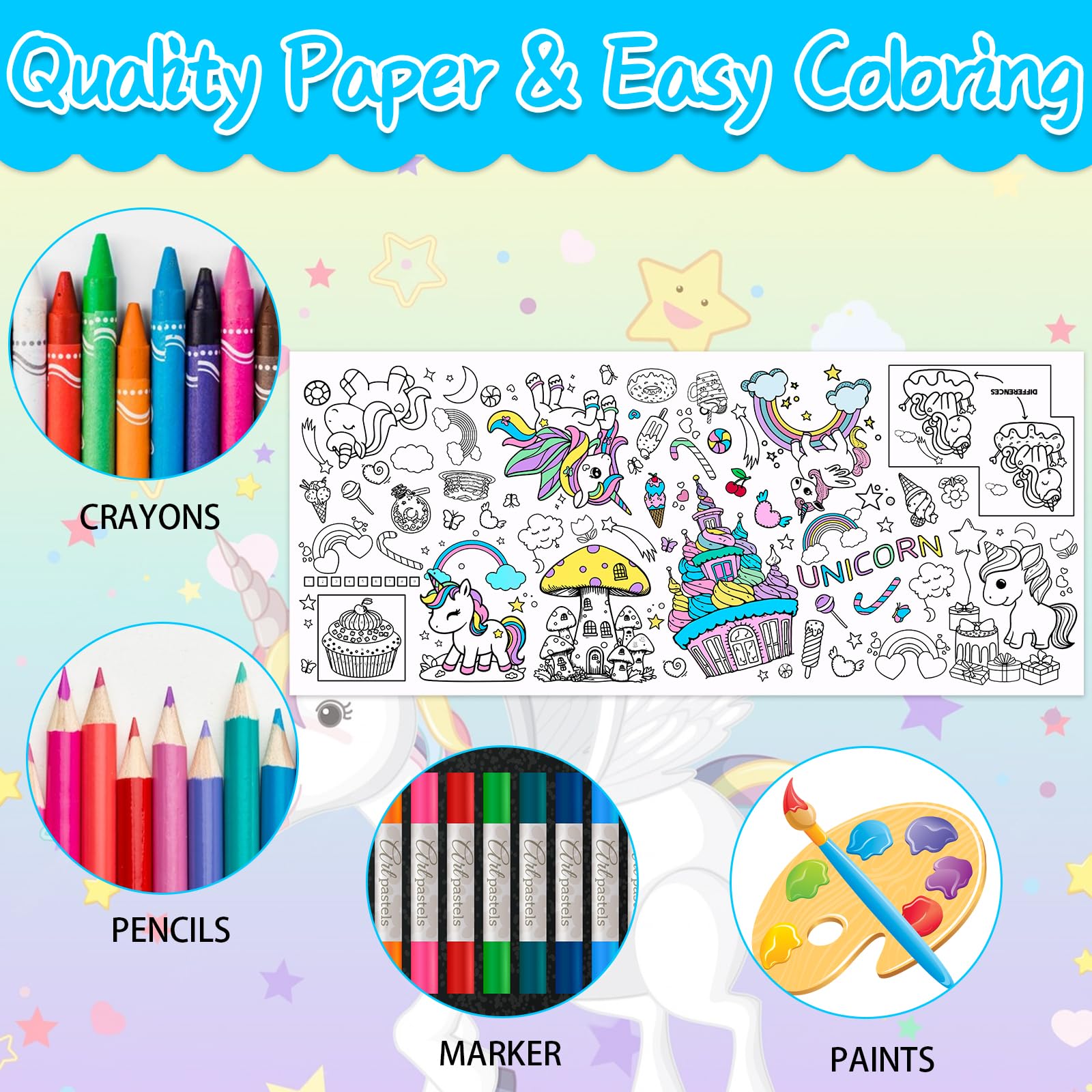 Snapklik.com : Unicorns Giant Coloring Poster, 72 X 30 Inches Large ...
