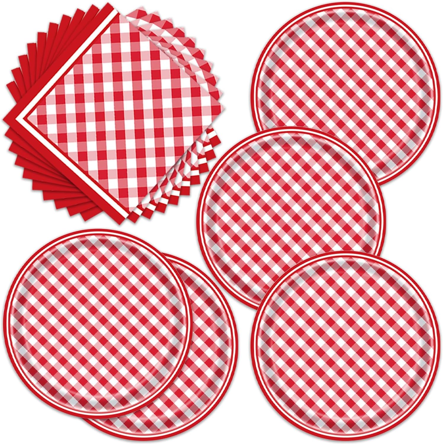Amazon.com: 40pcs Red and White Checkered Party Supplies,include 20pcs ...