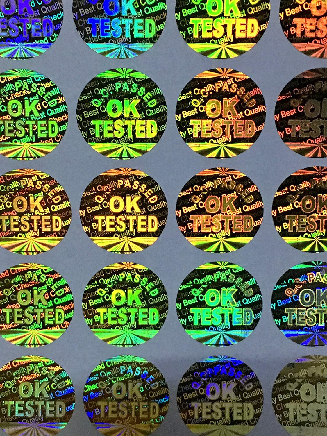 Elysian 1000 Pcs Ok/Tested Laser Hologram Sticker 13MM/0.5 Inches Round ...