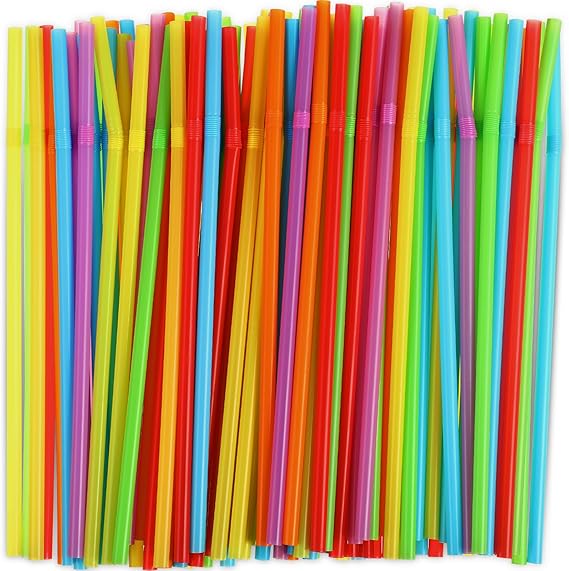 Amazon.com: Eaasty 1000 Pcs Flexible Disposable Drinking Plastic Straws ...
