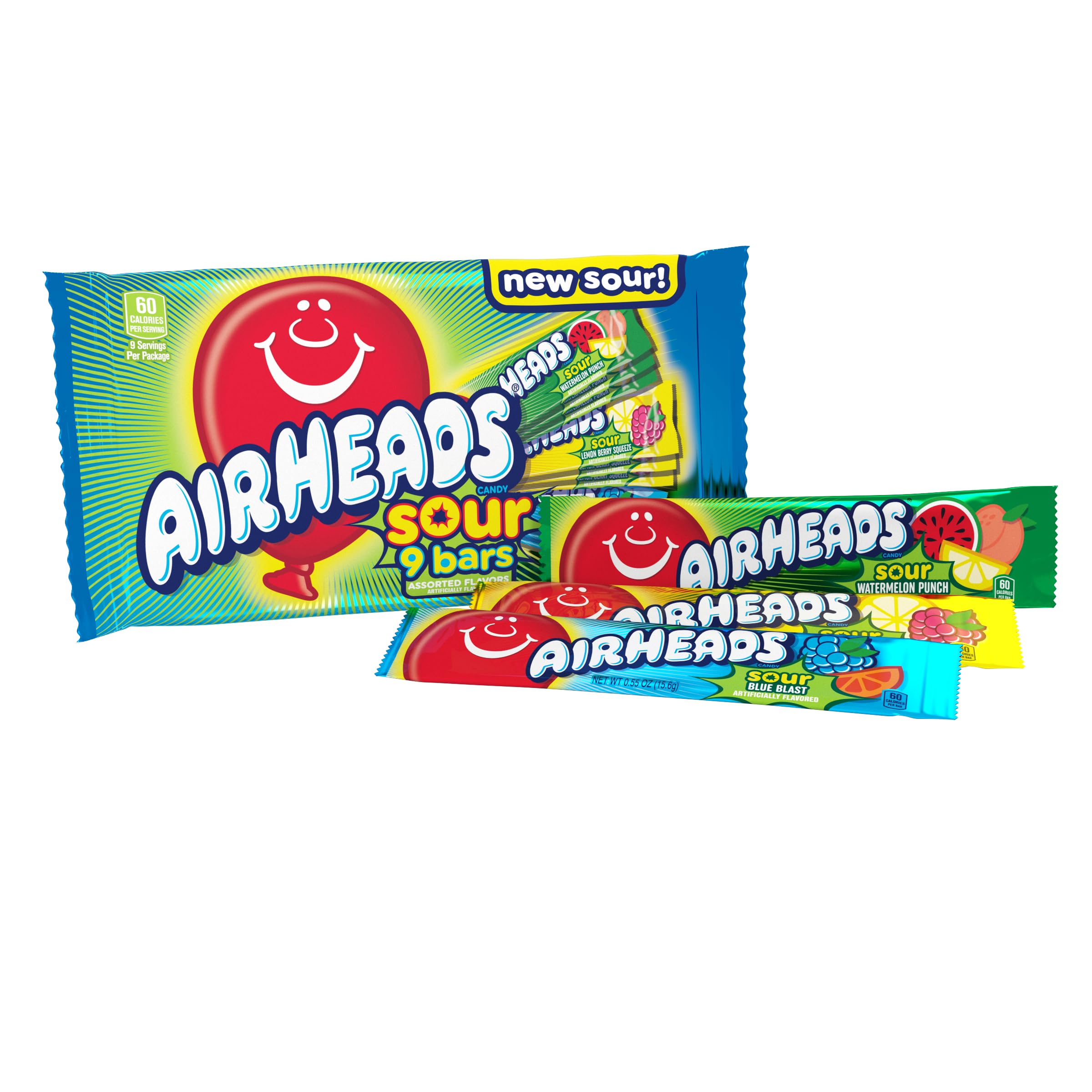 Amazon.com : Airheads Sour Full-Size Candy Bars, Taffy Candy Assorted ...