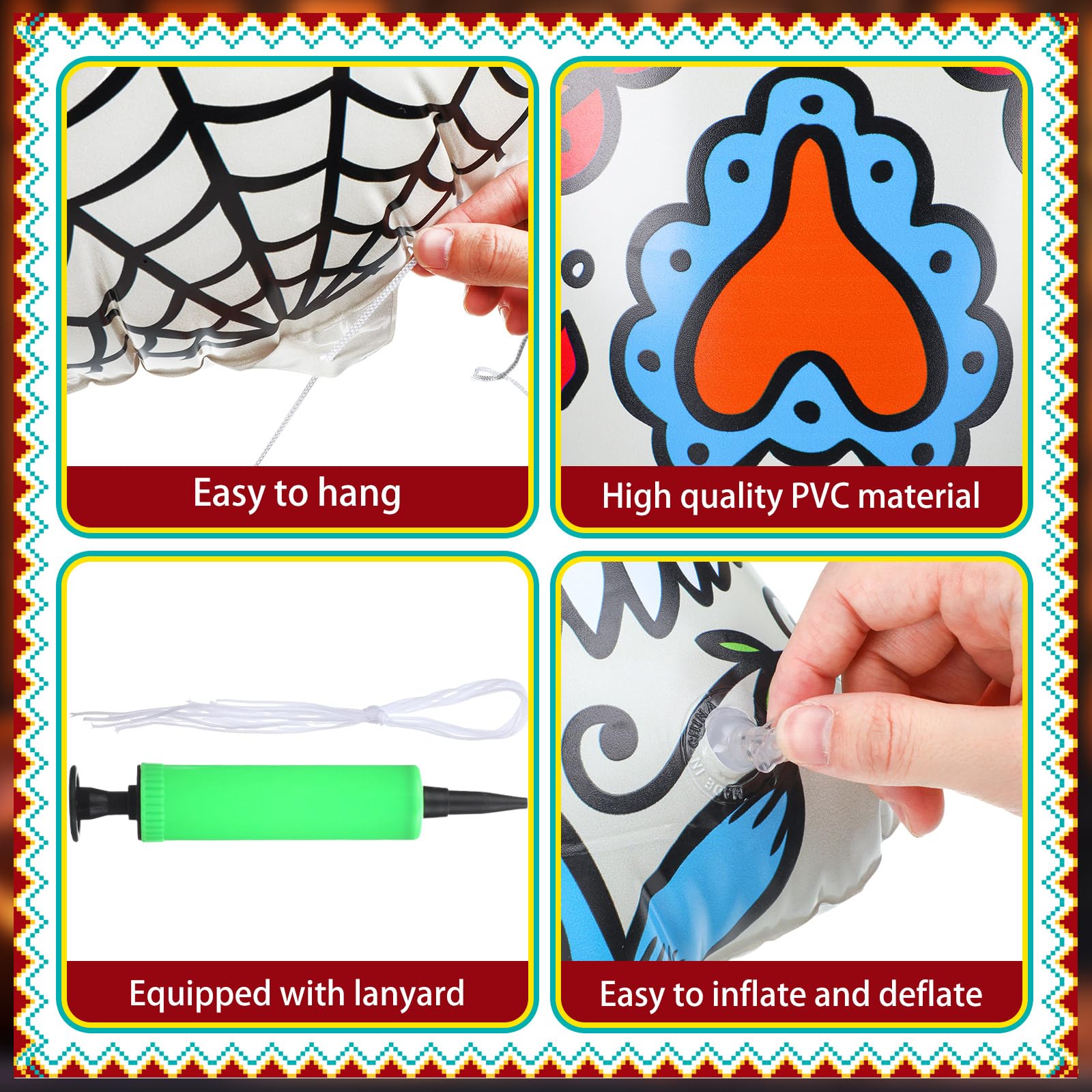 Snapklik.com : 6 Pcs 24 Inch Inflatables Sugar Skull Decorations Blow ...