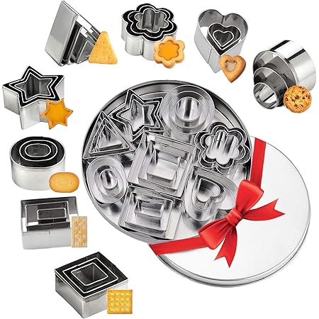 ShengHai Mini Cookie Cutter Set – 24 Pieces Metal Fondant Cutters – 3 ...