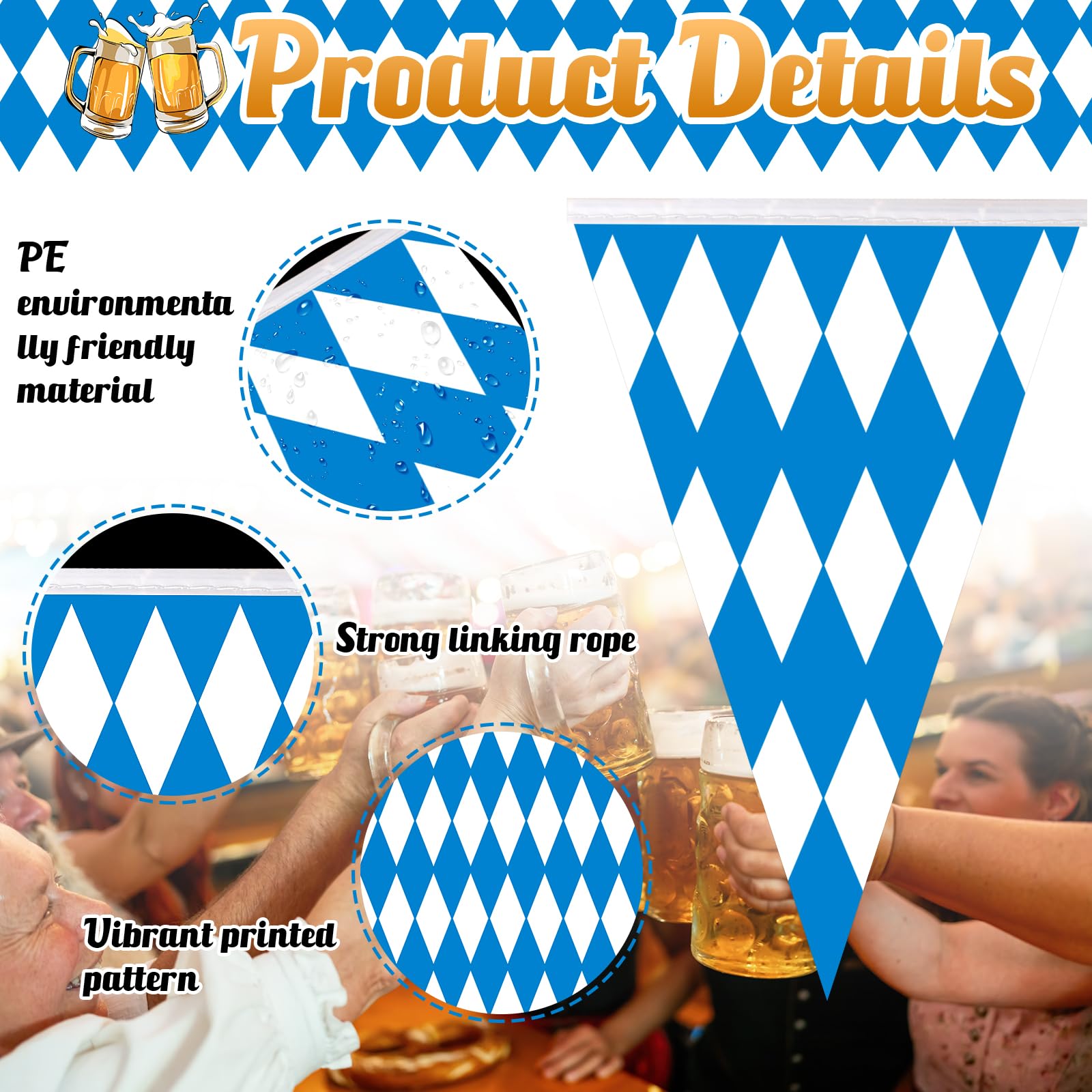 Snapklik.com : 118 Feet Oktoberfest Bavarian Check Flag,Large ...