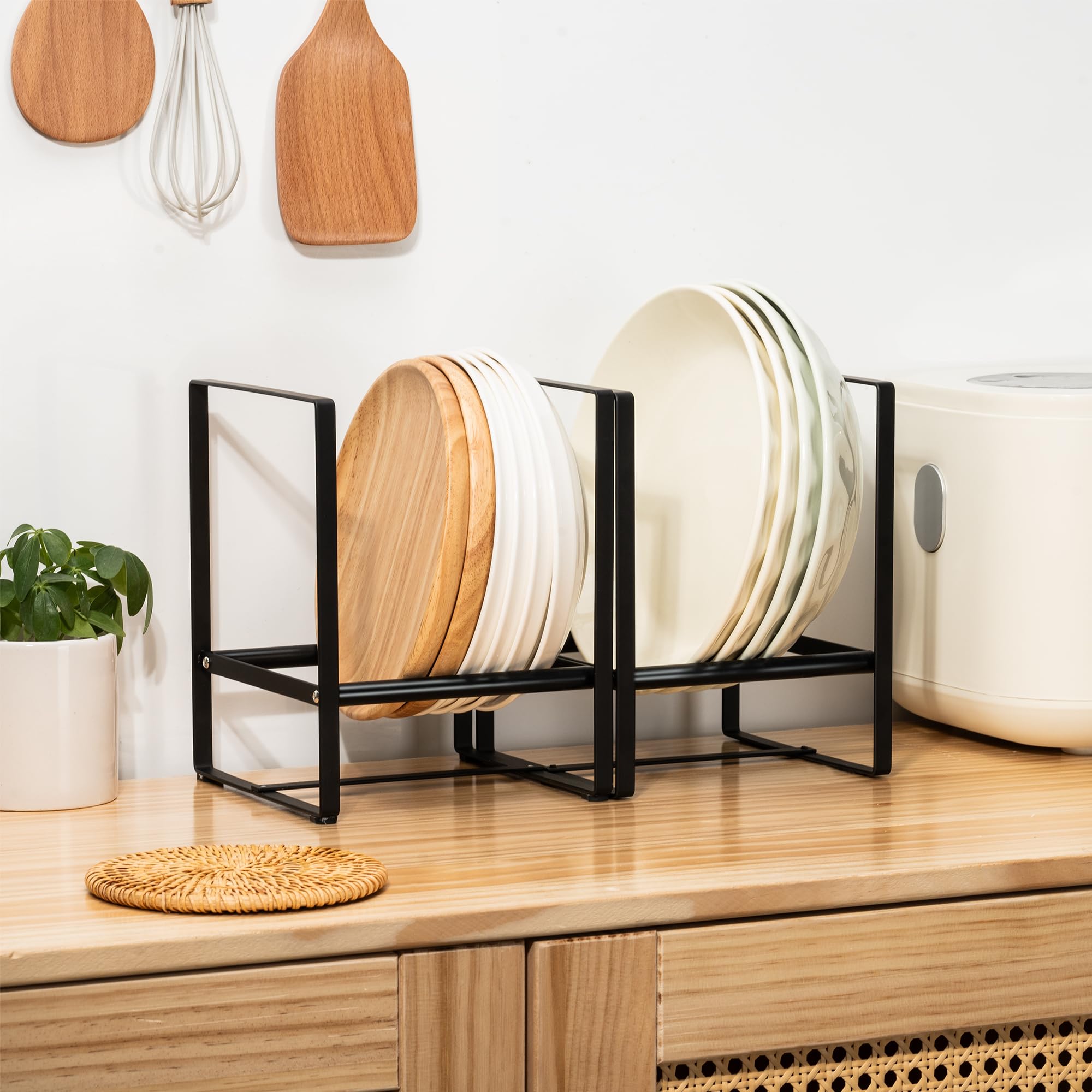 Amazon.com - Josmimic 1 Pack Plate Organizer for Cabinet Space Saver ...