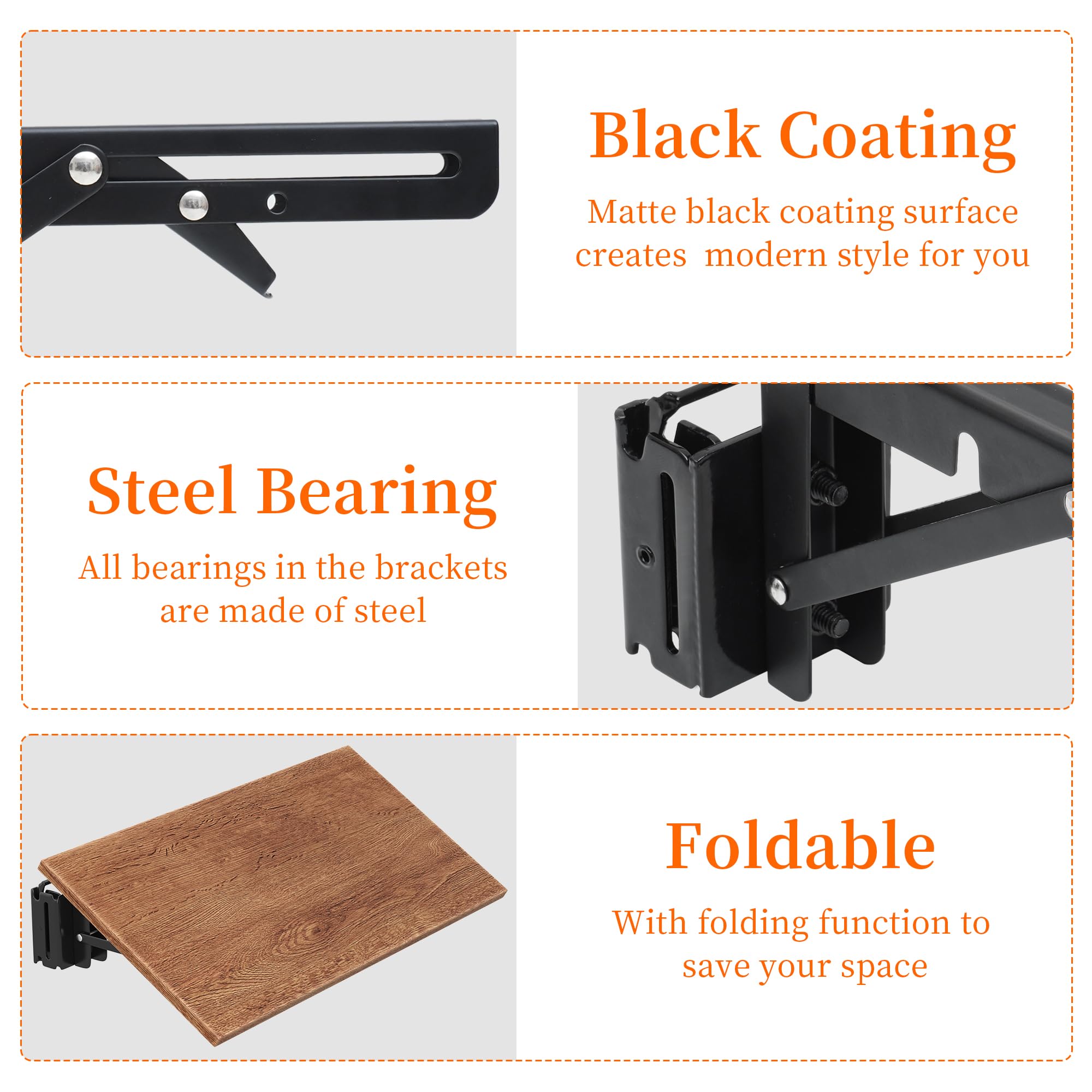 Snapklik.com : E Track Folding Fixed Shelf Brackets 4 Pcs 8 Inch Heavy ...