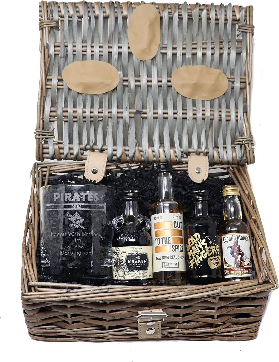 Personalised Pirates Spiced Rum Gift Hamper with Engraved Rum Glass ...