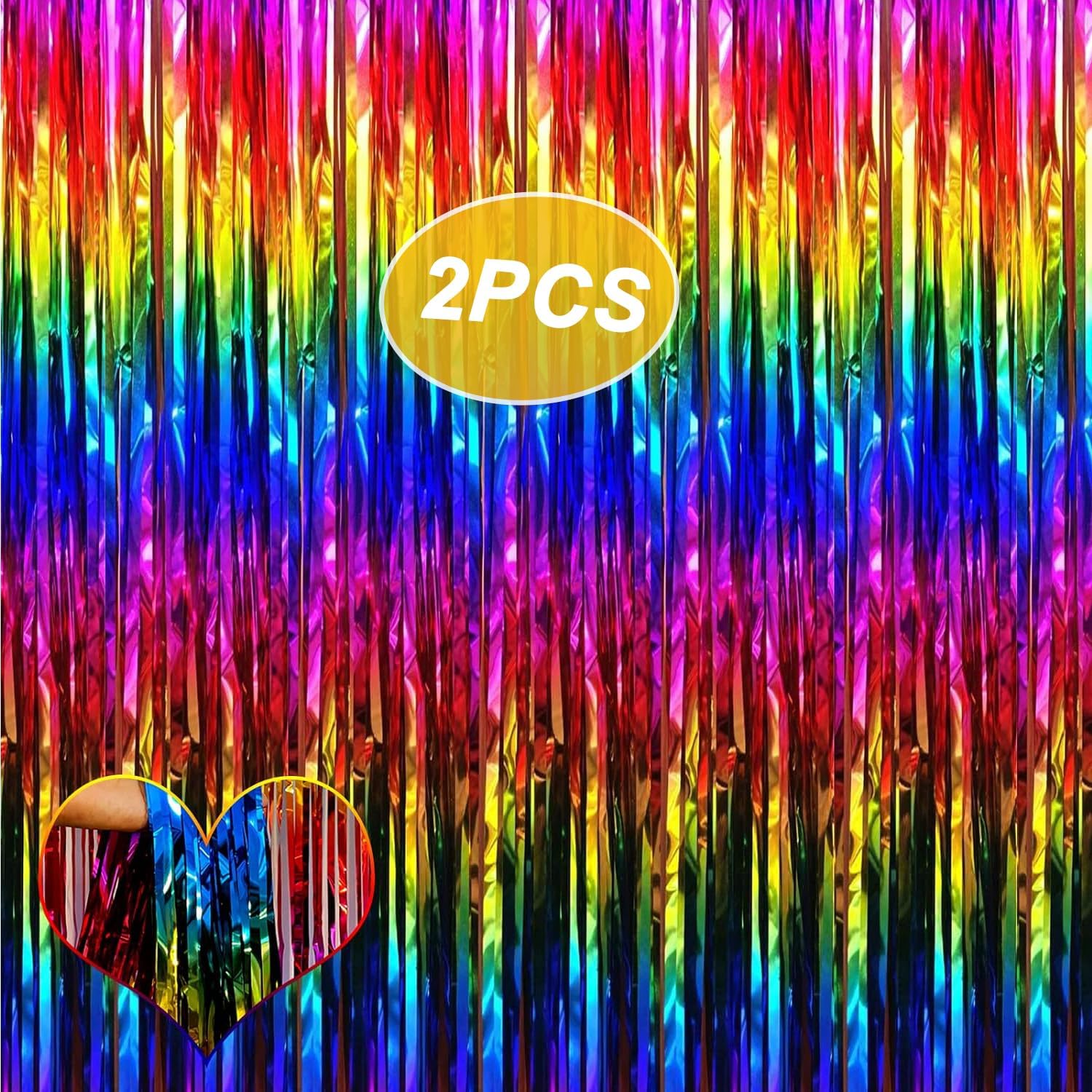 Amazon.com: Foil Fringe Curtain Party Decorations DERIQ 2 Pack 3.28 x 6 ...