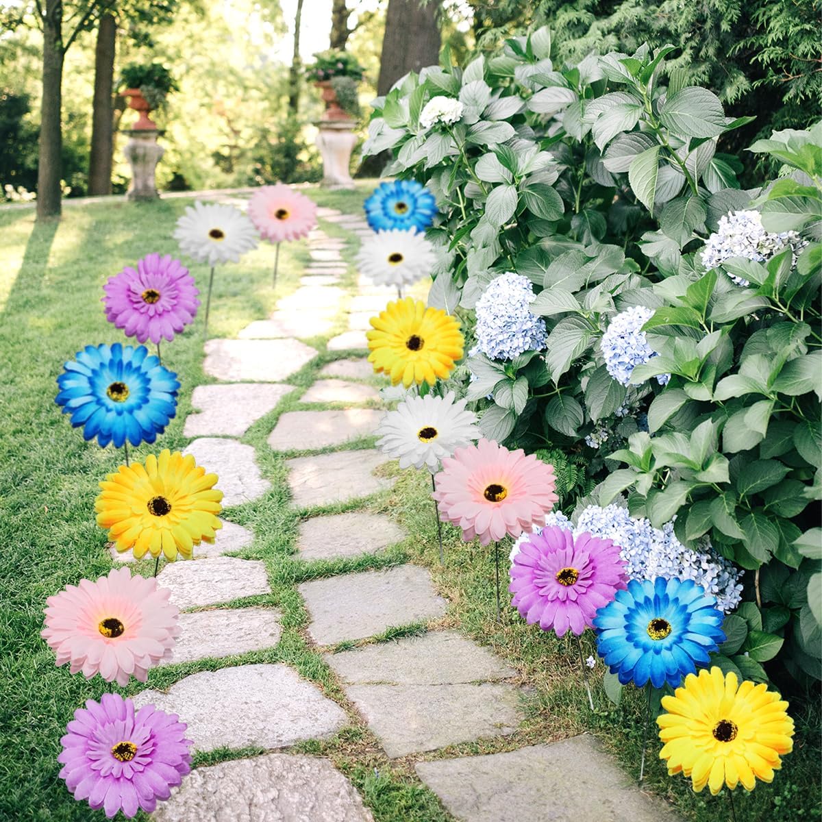 Amazon.com: 8 Pcs Daisy Garden Stakes Decor Metal Daisy Garden Stakes ...