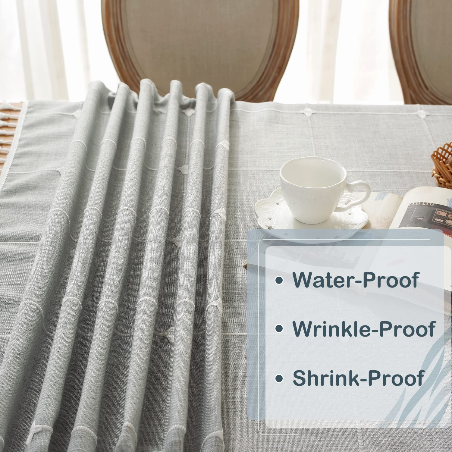 Laolitou Rustic Cotton Linen Table Cloth,Tablecloths for 6 Foot ...