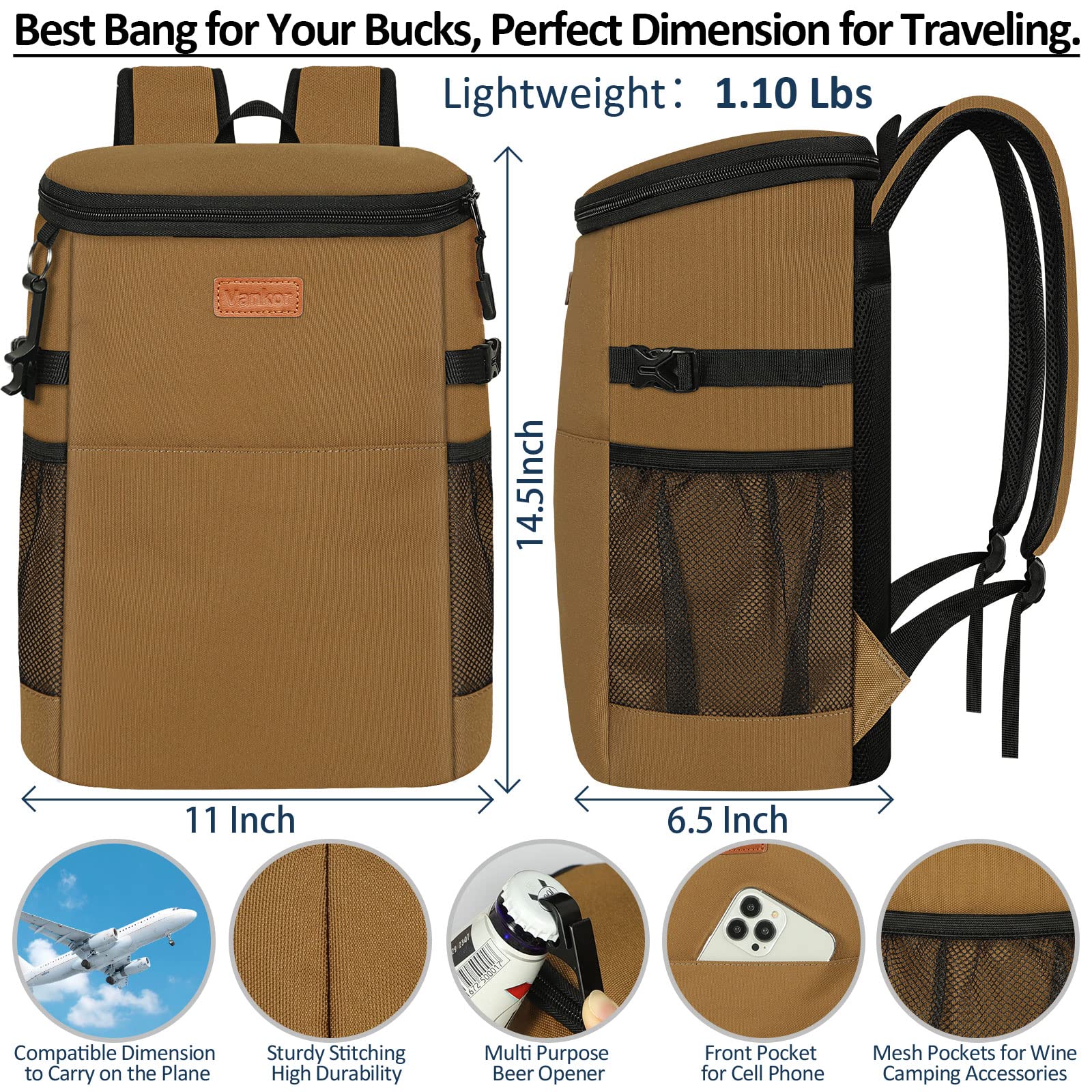 Snapklik.com : Camping Cooler Backpack 30 Cans, Soft Backpack Coolers ...