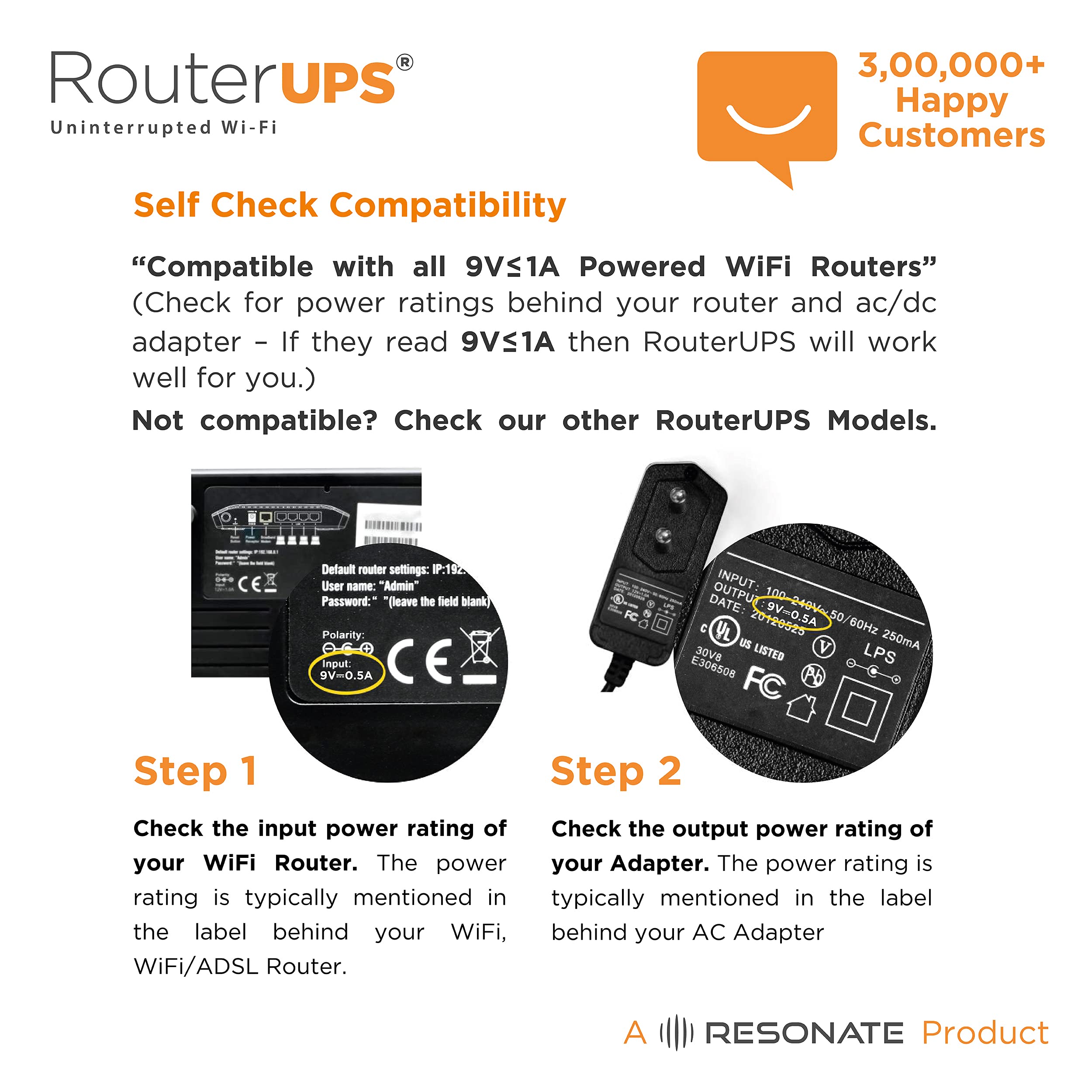 RESONATE RouterUPS CRU9V1A Power Backup, Mini UPS for Wi-Fi Router, Un ...