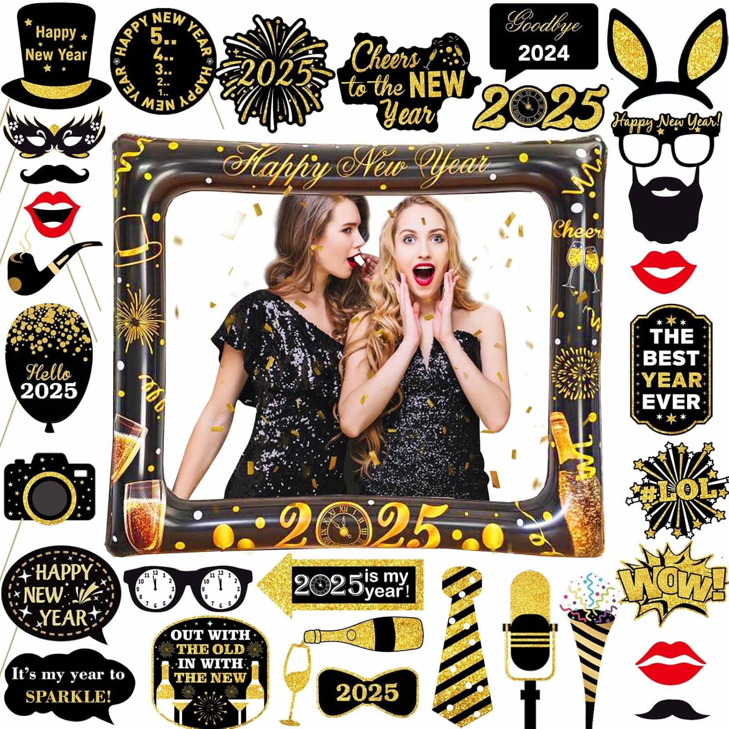 Amazon.com: LMSHOWOWO 32PCS Funny New Year Photo Booth Props ...