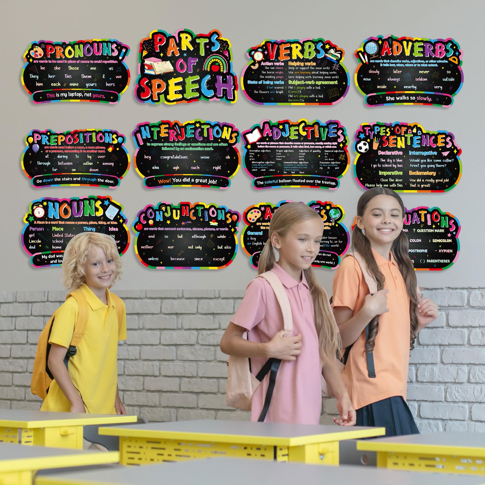 Snapklik.com : Pasimy 12 Pieces Parts Of Speech Posters English Grammar ...