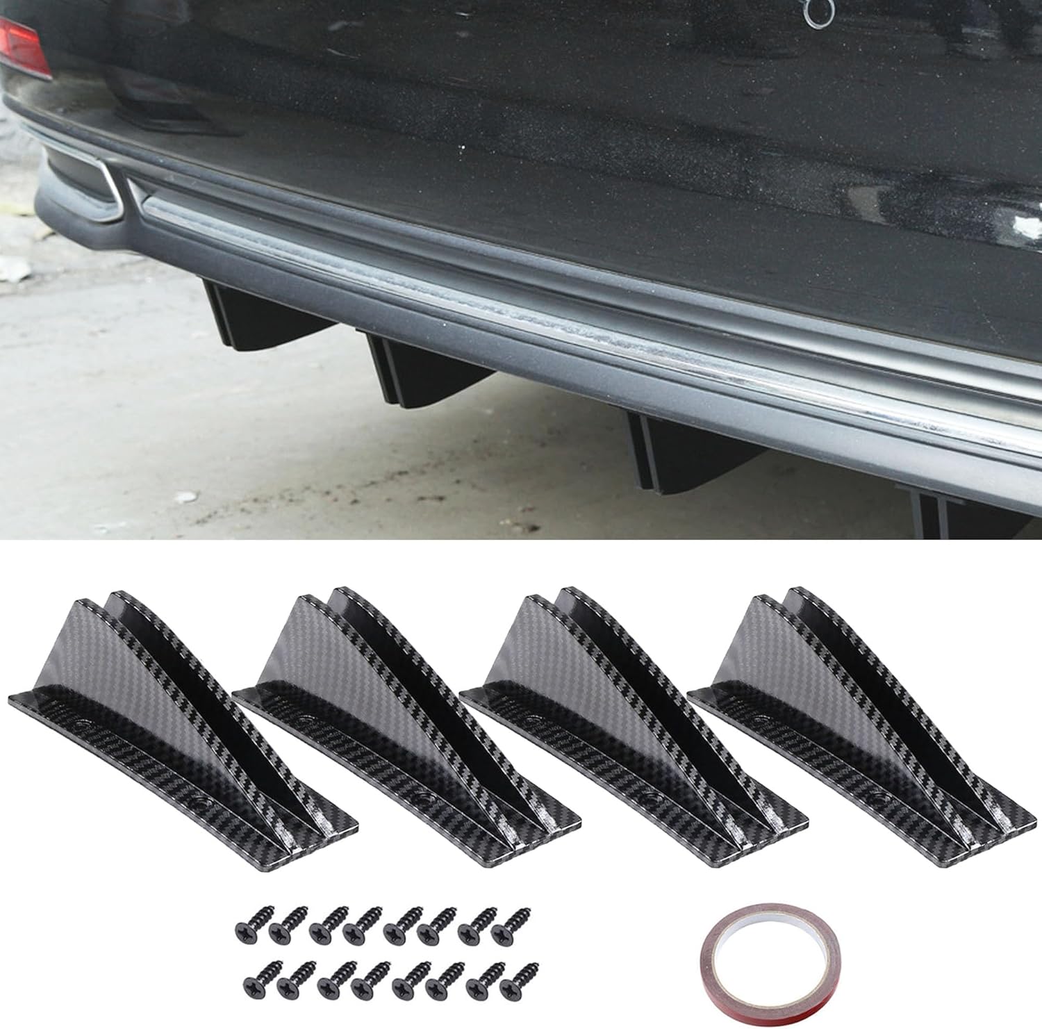 4 PCS Car Rear Bumper Spoiler Lip Splitter, Car Rear Spoiler Auto ...
