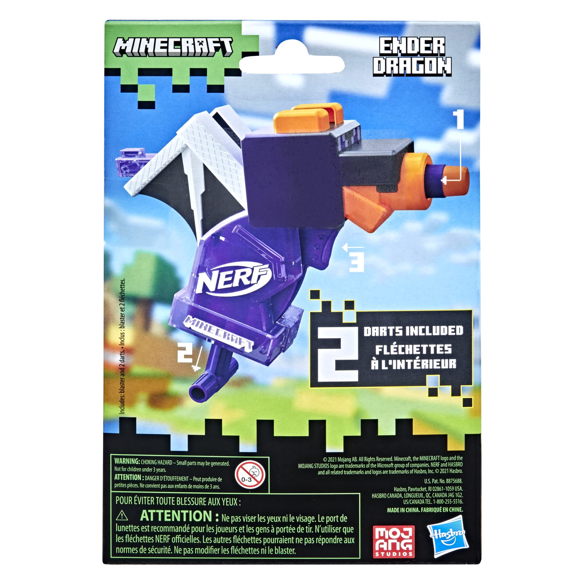 Buy NERF MicroShots Minecraft Ender Dragon Mini Blaster, Minecraft ...