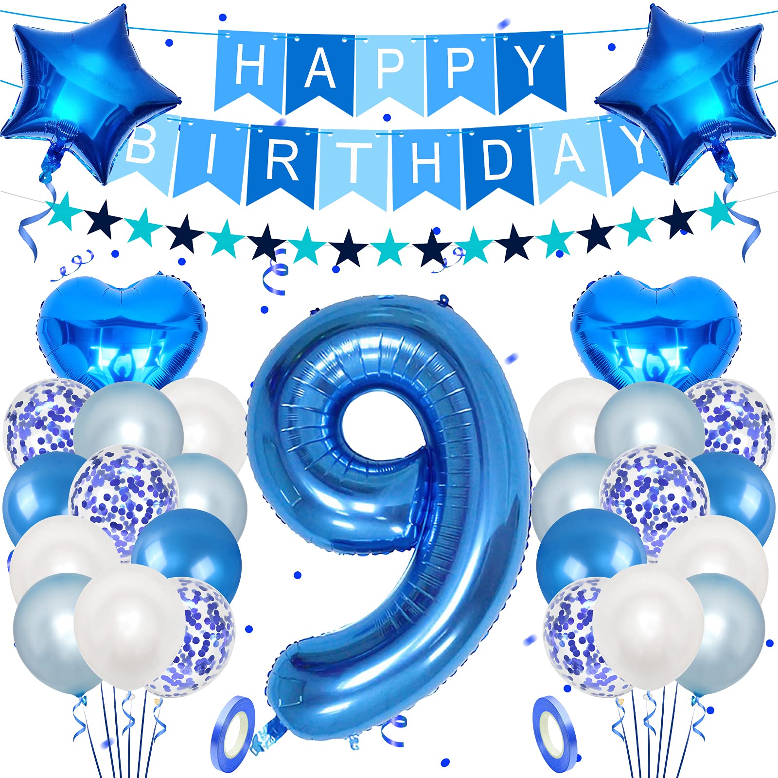 Buy Unisun 9th Birthday Decorations for boy, 40 inch Helium Foil ...