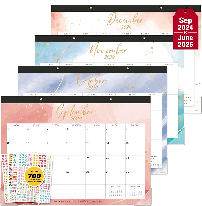 Amazon.com : Decorably Desk Calendar Landscape - 18 Months Desk ...