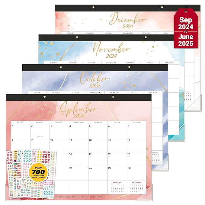 18 Months Desk Calendar - Desk Calendars 2024-2025, Desktop Calendar ...