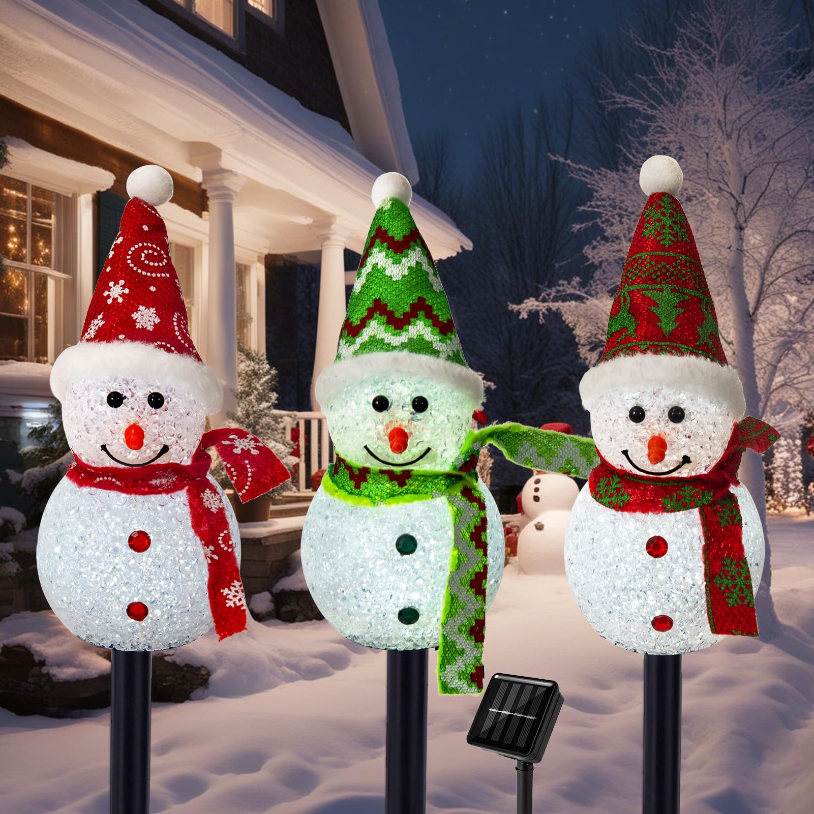 Amazon.com : Solar Christmas Pathway Lights Outdoor Decor, Set of 3 Led ...