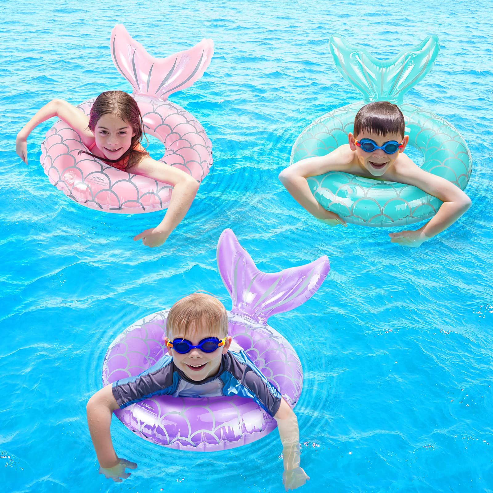 Snapklik.com : Pool Floats Kids, Inflatable Swimming Ring Mermaid Tail ...