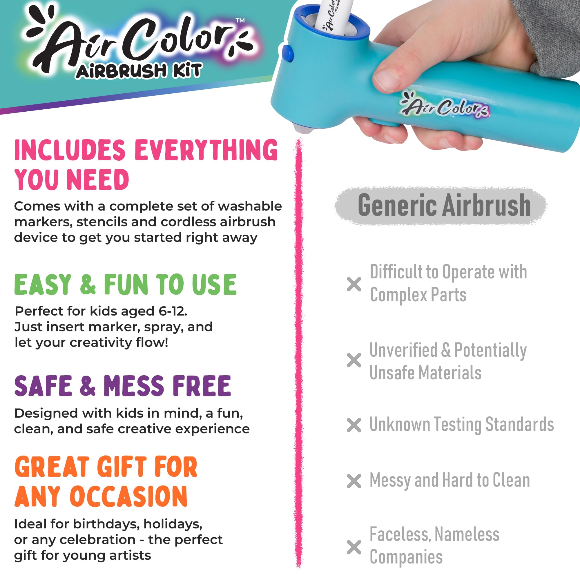 Snapklik.com : Air Color Airbrush Marker Kit For Kids, Cordless And ...