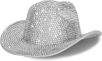 Sparkly-Diamond Western-Cowboy-Hat for Womens - Glitter-Cowgirl-Fedora ...