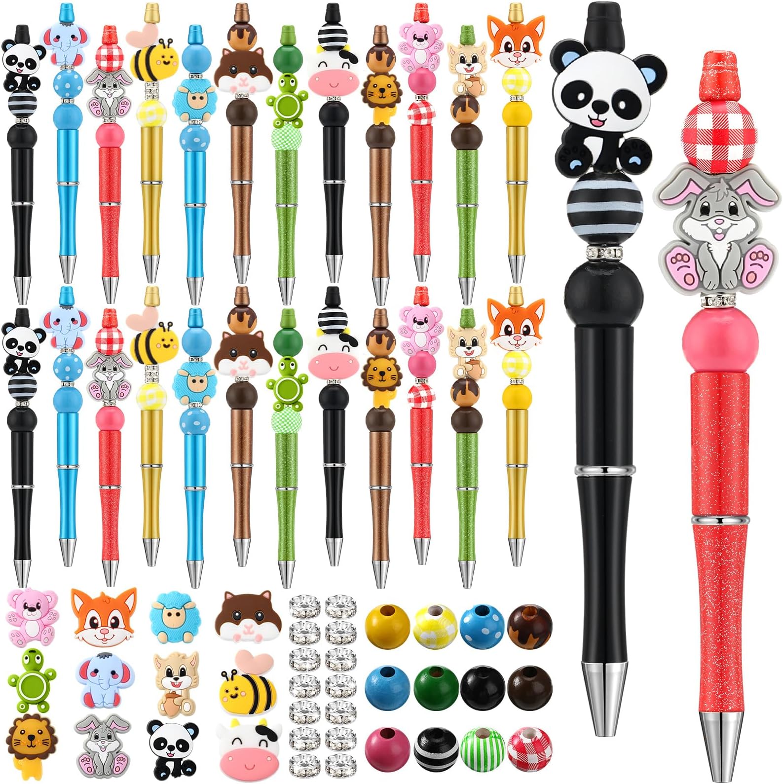 Amazon.com : Tinlade 12 Pieces Beadable Pens Bulk Bead Pens with 50 Pcs ...