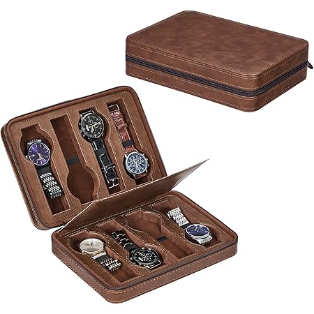Amazon.com: BEWISHOME Watch Travel Case 8 Slot Watch Boxes for Men ...