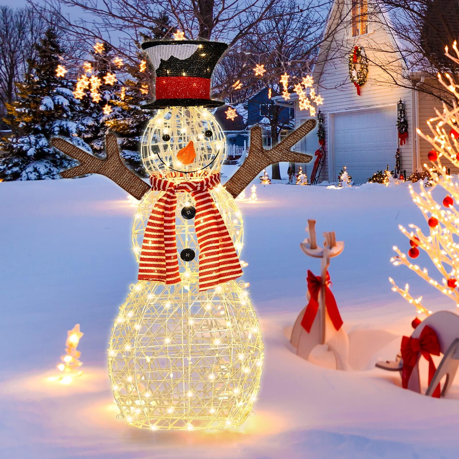 Locinoe 3M LED Christmas Ladder Lights With Santa Claus - Indoor ...