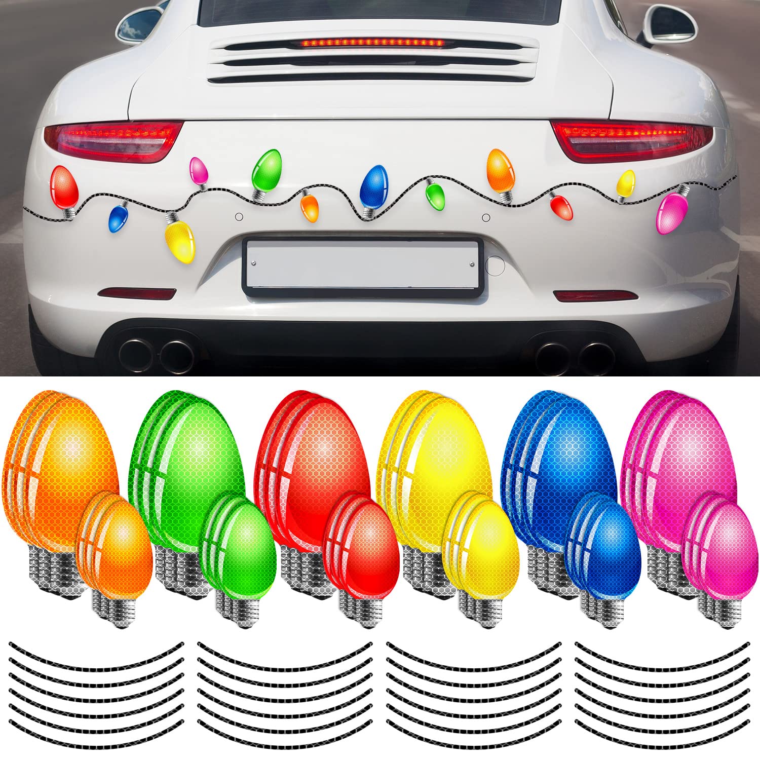 Amazon.com: 60 Pcs Reflective Christmas Car Magnets Set, 36 Pieces Xmas ...