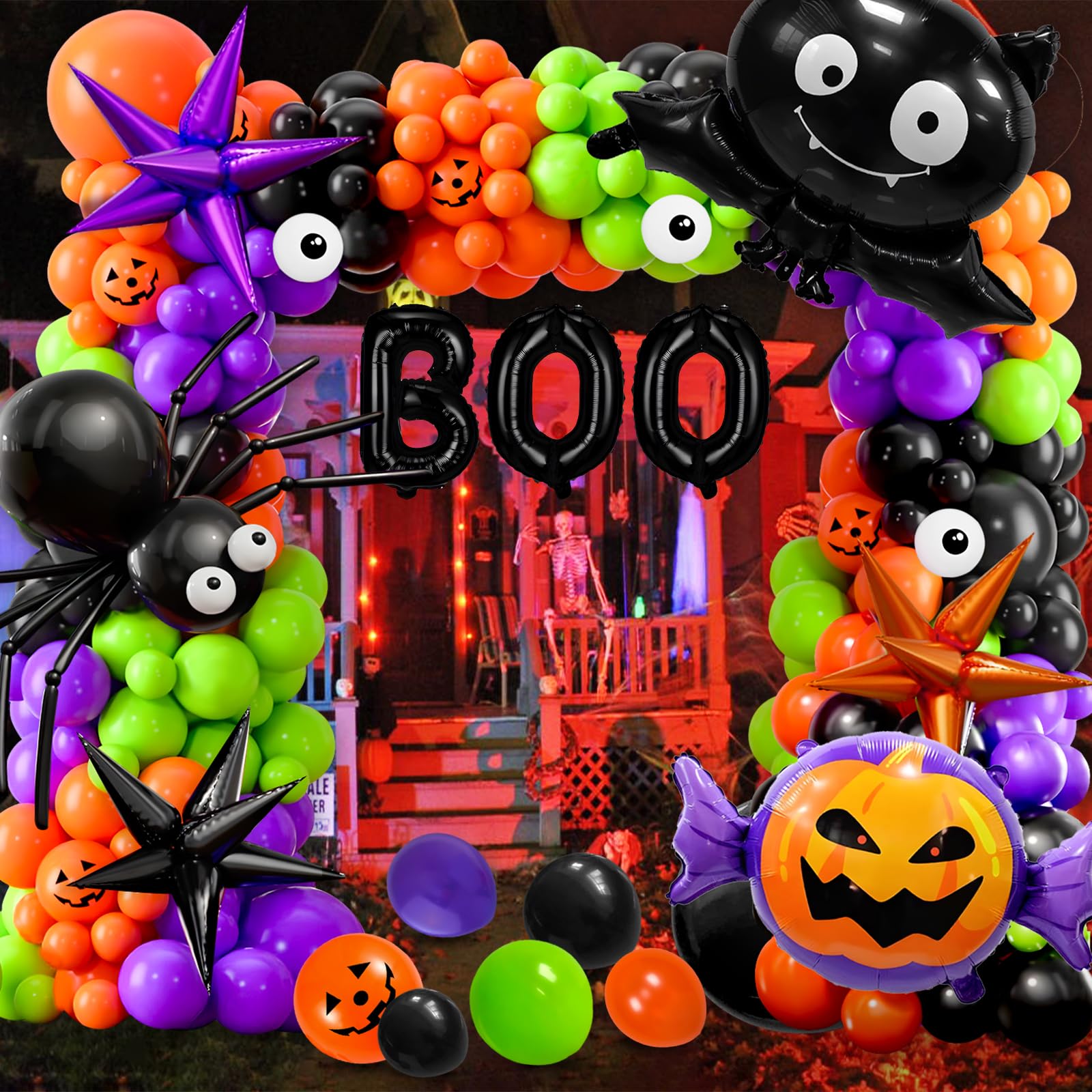 Amazon.com: 188Pcs Halloween Balloon Garland Arch Kit with Bat Ghost ...